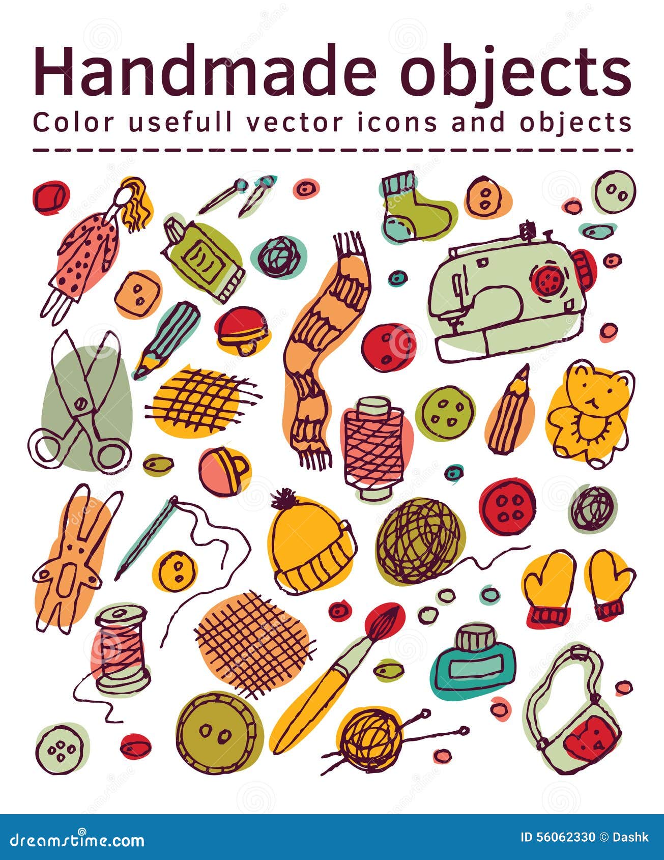 Set of Handmade Icons and Objects Stock Vector - Illustration of ...