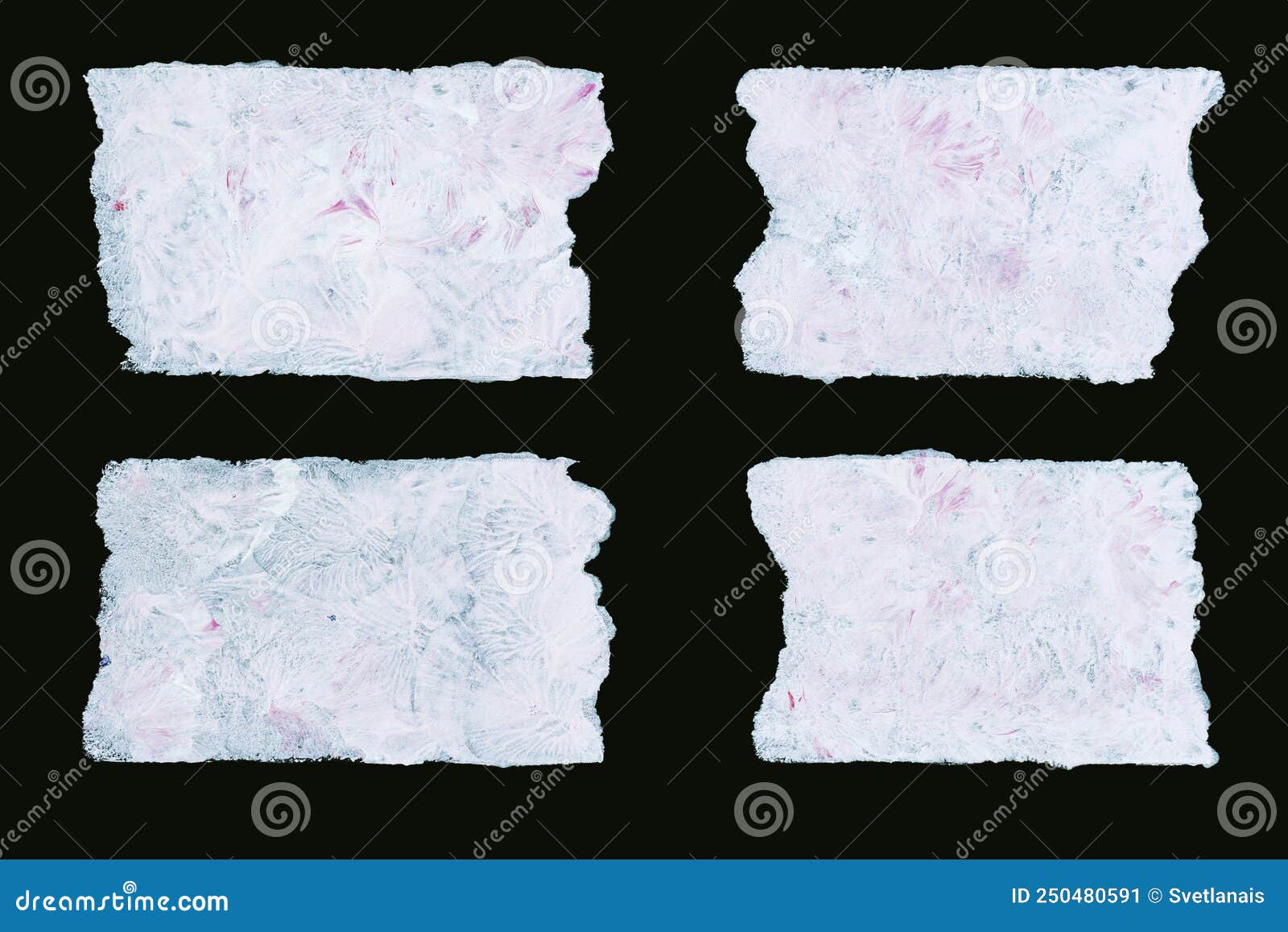 Set of Handmade Rectangular Shape Paint Strokes on Black. Acrylic Paint ...