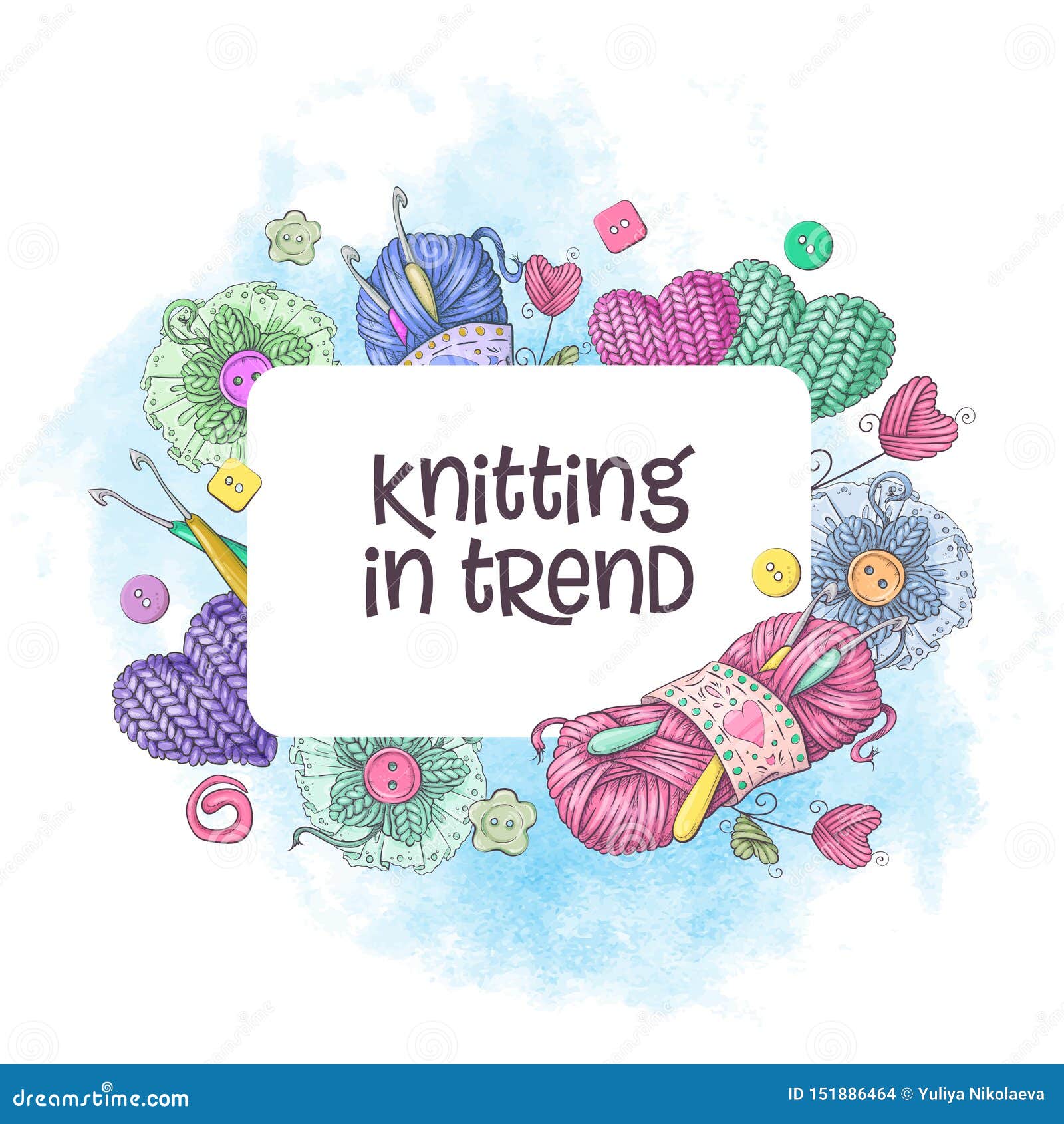 Set for Handmade Logo Template, Elements and Accessories for Crocheting ...