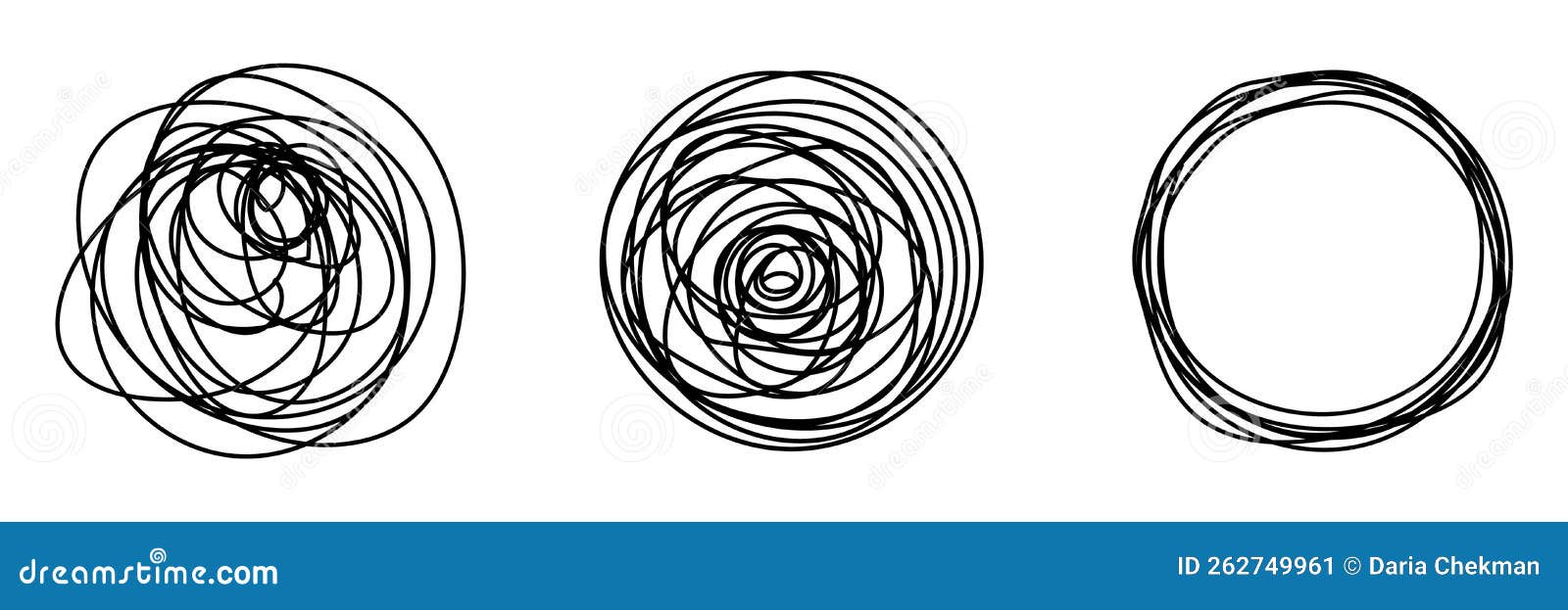 Set of Handmade Round Brushes Isolated on White Background Stock Vector ...