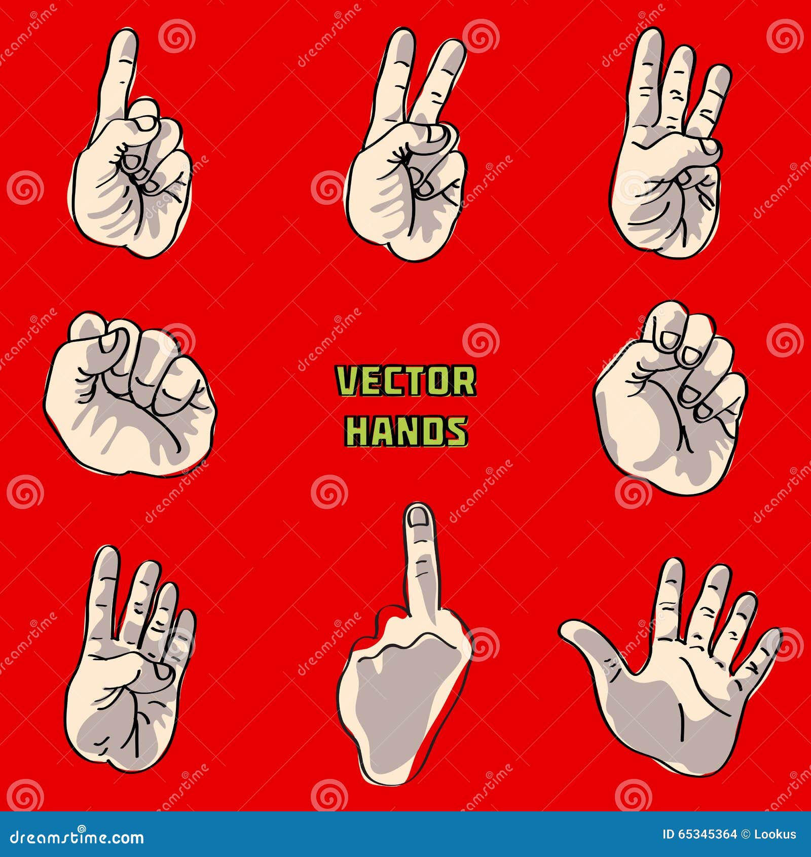 Set of Hands in Different Positions Stock Vector - Illustration of palm ...