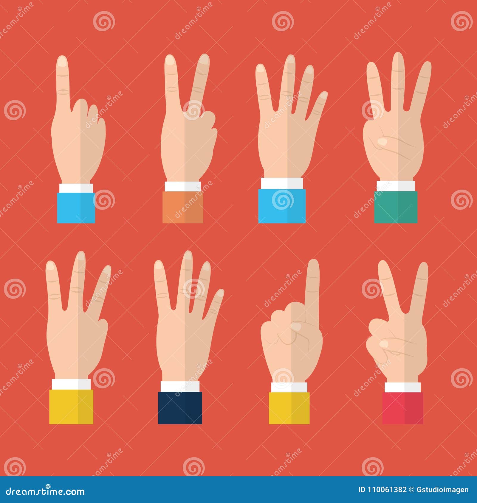 Set of Hands Differents Gestures Stock Vector - Illustration of fingers ...