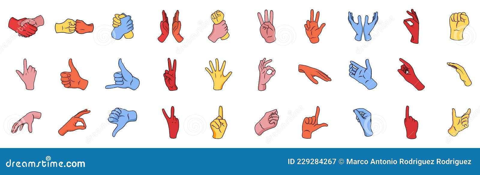 Set of Hands Doing Sign Language Stock Vector - Illustration of ...