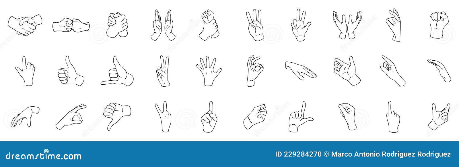 Set of Hands Doing Sign Language Stock Vector - Illustration of ...