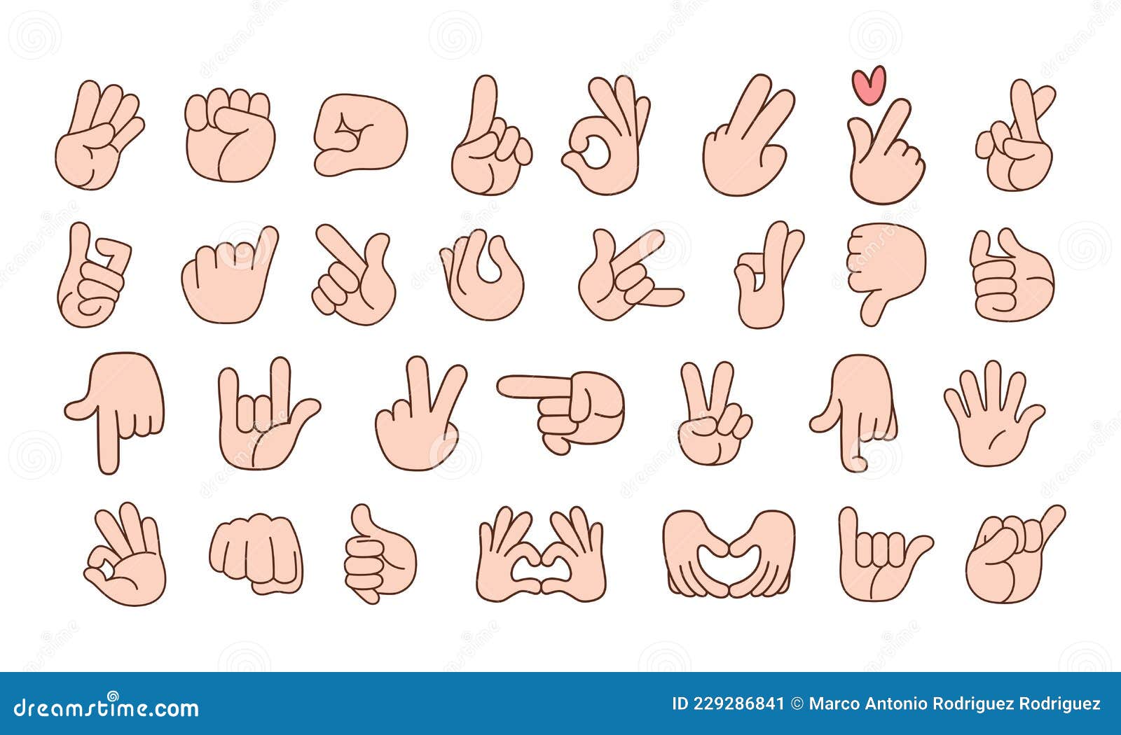 Set of Hands Doing Sign Language Stock Vector - Illustration of concept ...