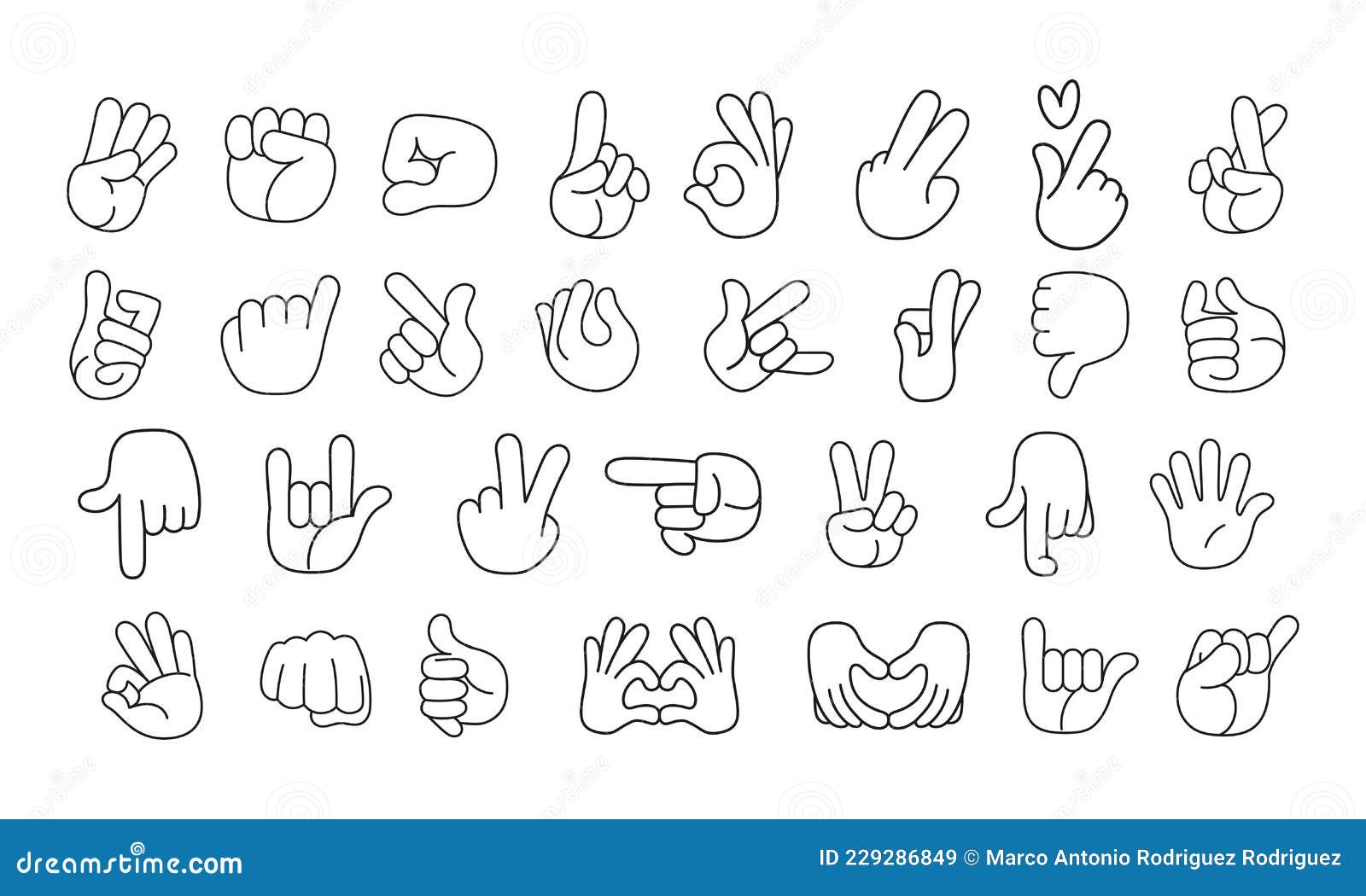 Set of Hands Doing Sign Language Stock Vector - Illustration of talk ...
