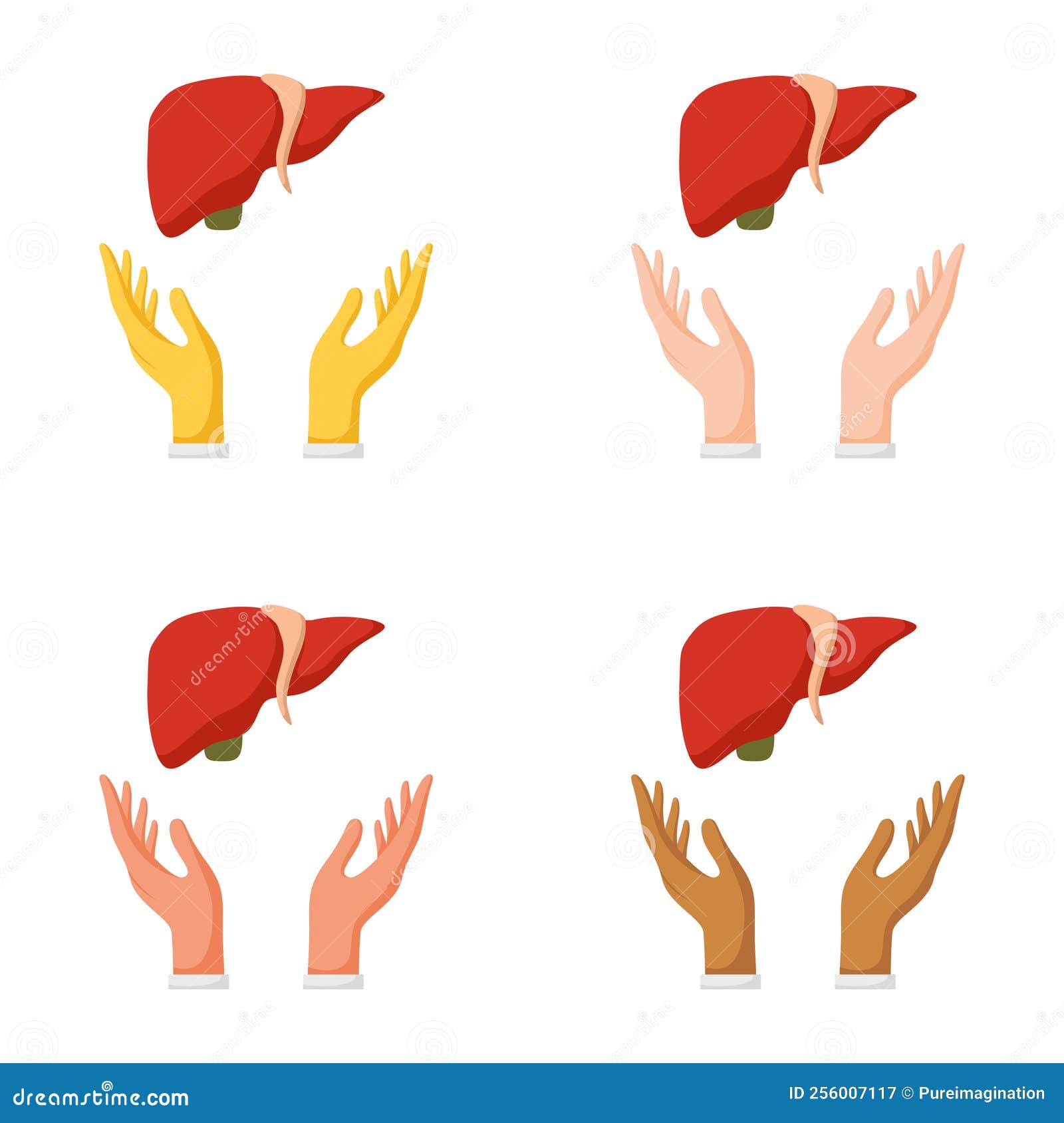 Set of Hands Gestures with Liver Stock Vector - Illustration of cartoon ...
