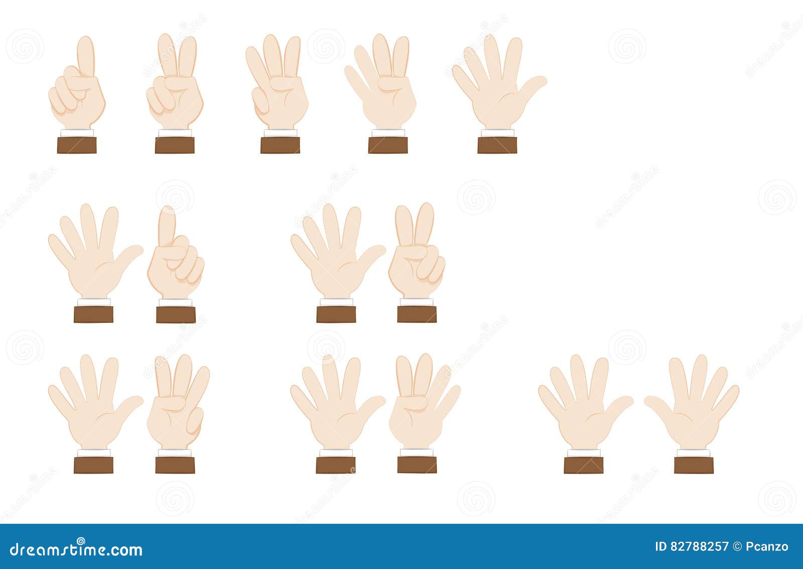 Set of Hands Gesturing and Showing Numbers Stock Vector - Illustration ...
