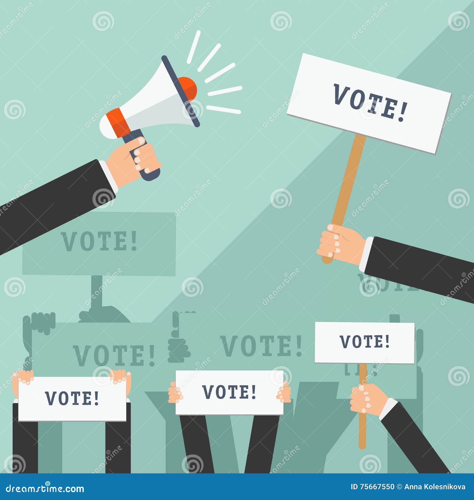 Set of Hands Holding Different Signs. Voting Concept Stock Illustration ...