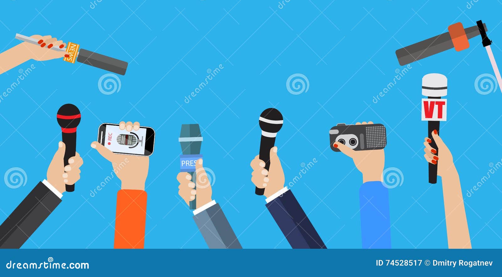 Set of Hands Holding Microphones. Stock Vector - Illustration of ...