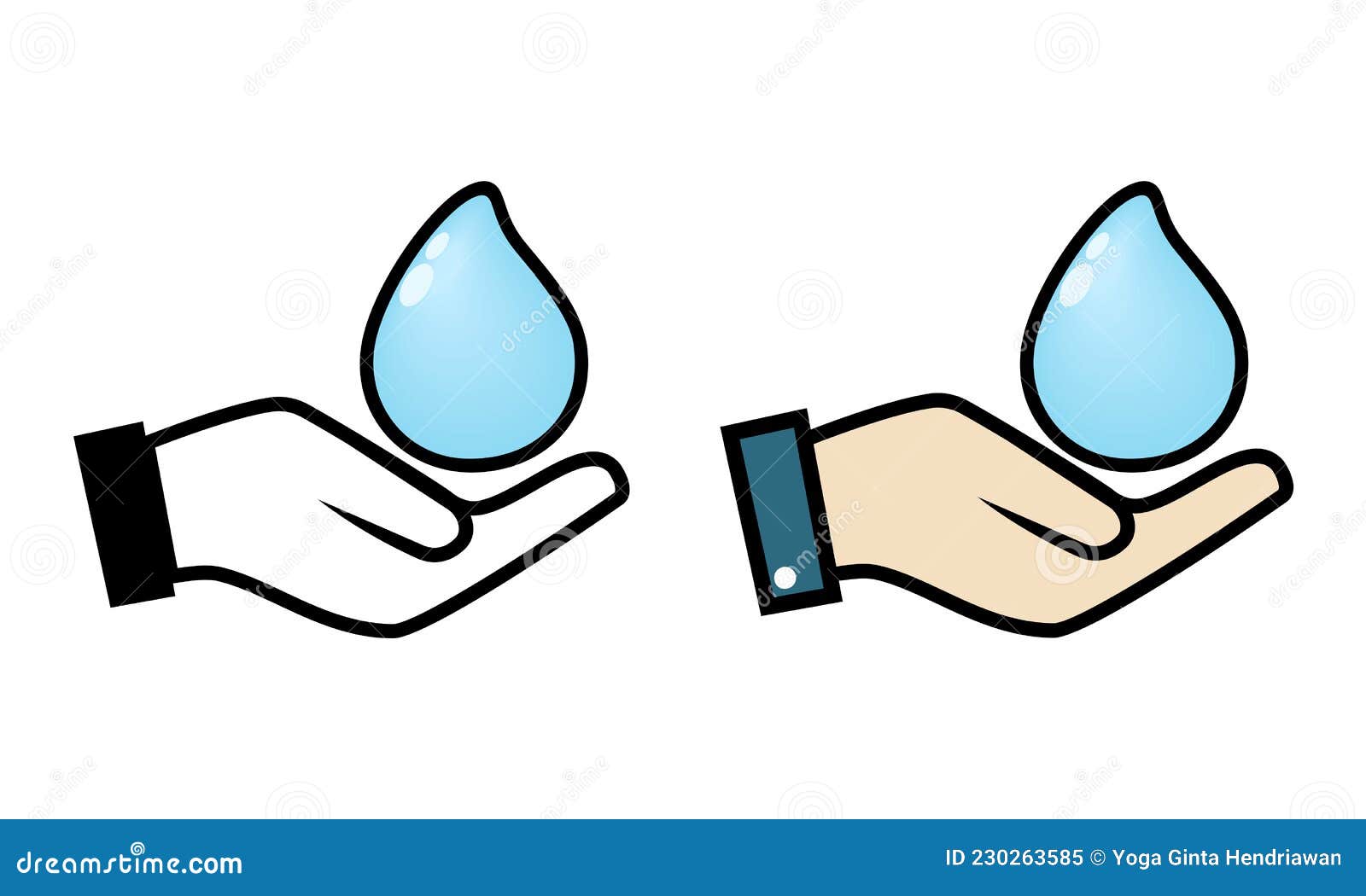 Set Of Hands Holding Water Save Water Illustration Vector Stock
