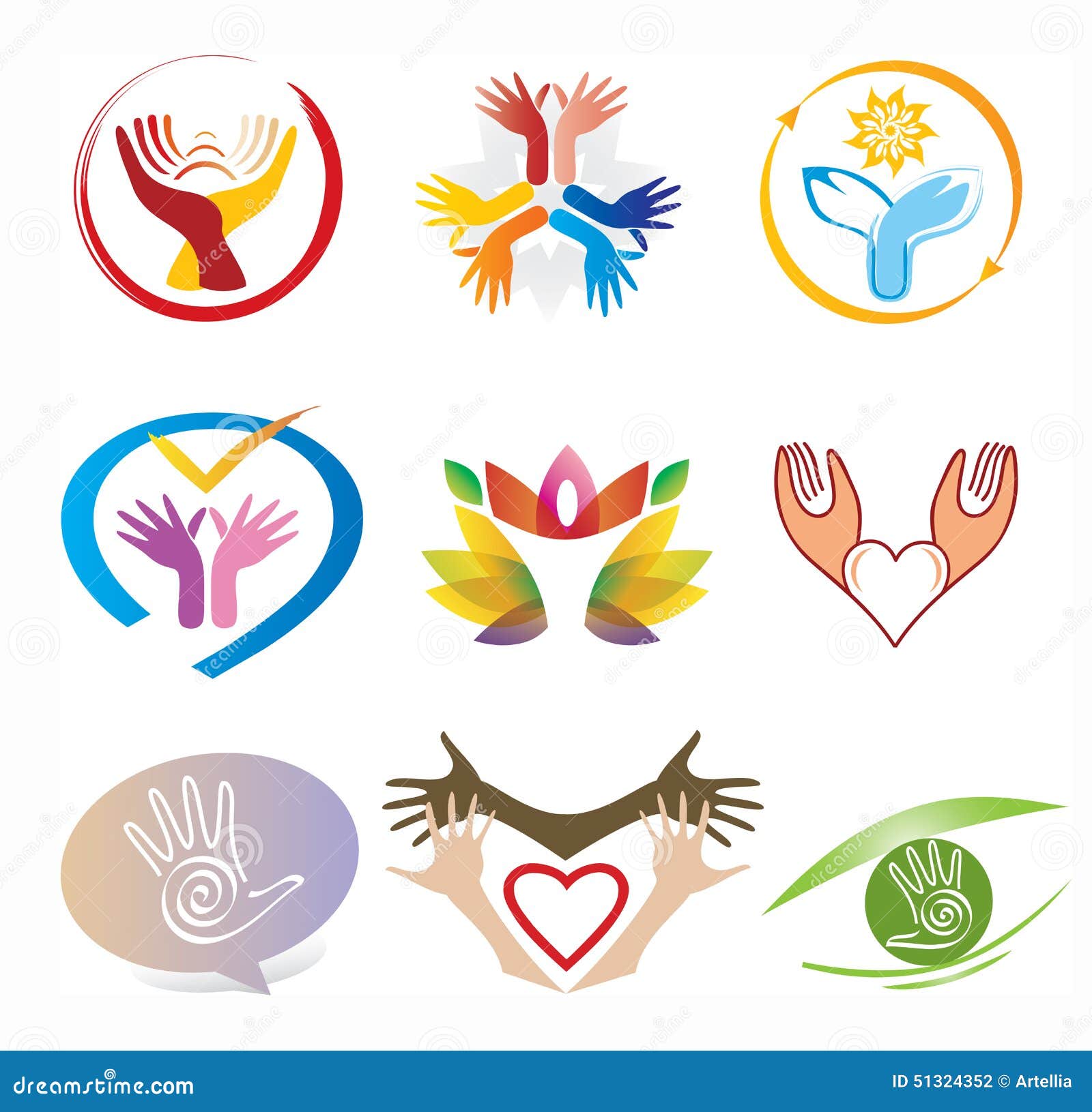 Set of Hands Icons / Collection Decorative Logo Elements Stock Vector ...