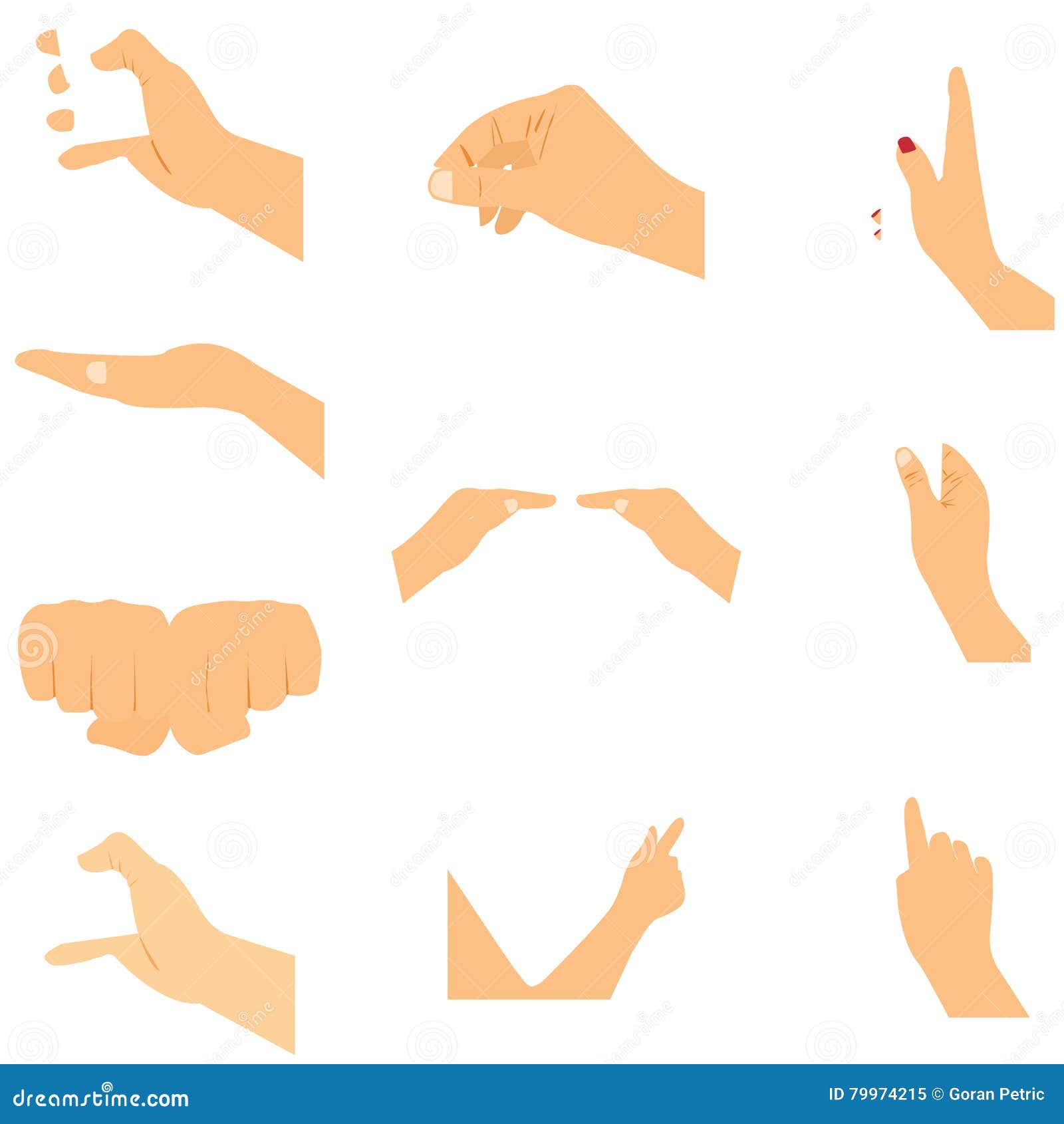 Set of Hands Icons and Symbols, Different Hands, Illustration. Stock ...