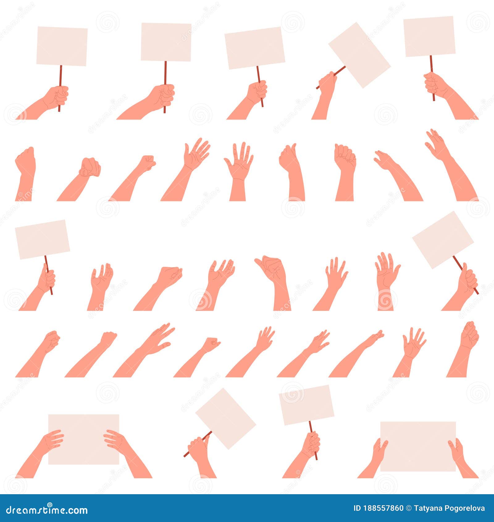 Set of Hands, Rally, on a White Isolated Background. Icon. the Icon ...
