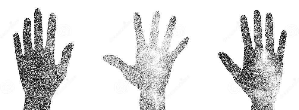 Set of Hands. Realistic Stippling Vector Illustration Stock ...