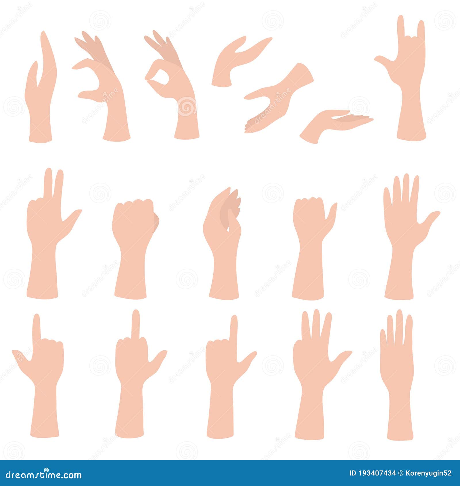 Set of Hands Showing Different Gestures. Palm Pointing at Something ...