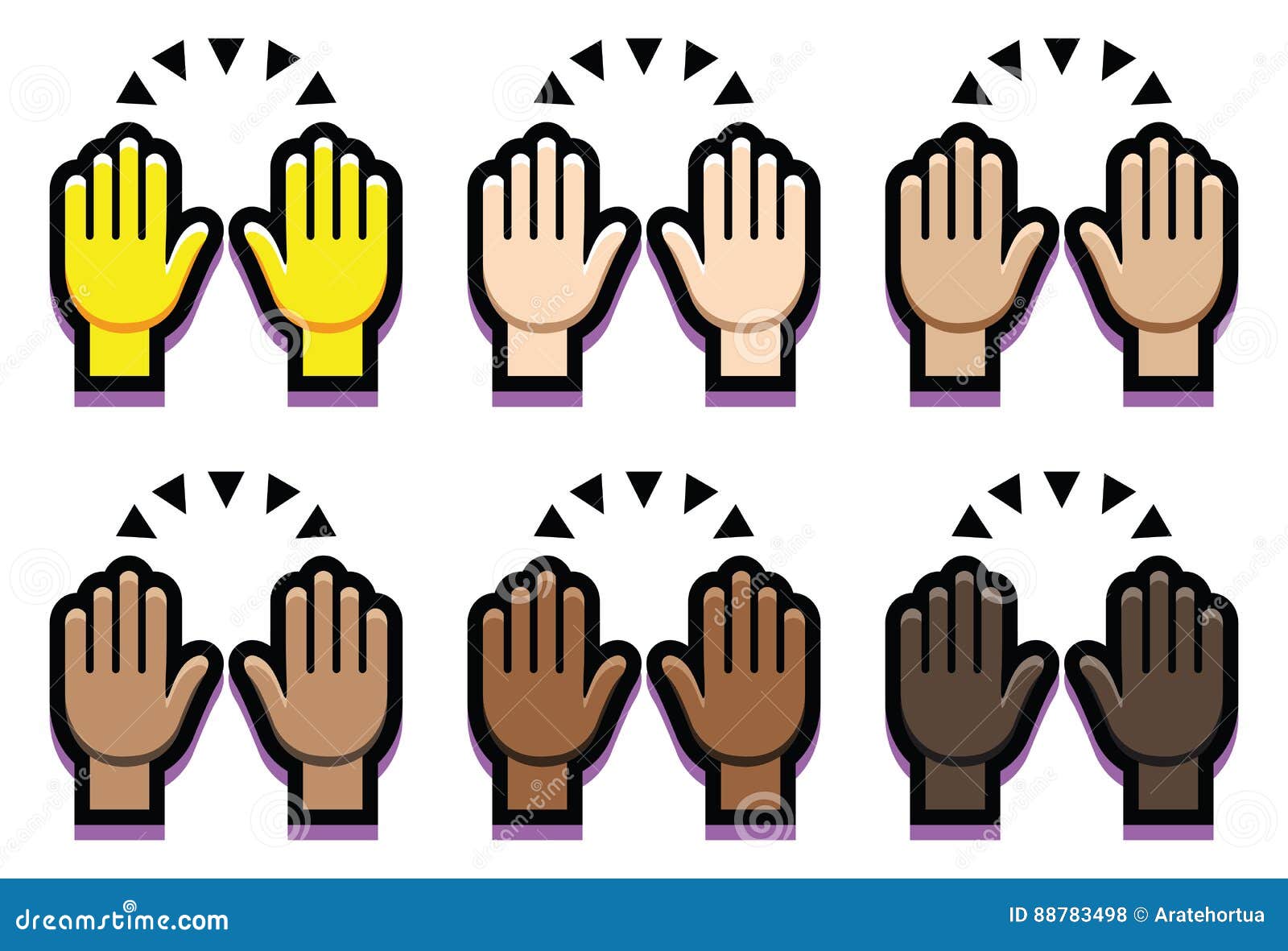 Set of Hands Up Isolated on White Background Stock Illustration ...