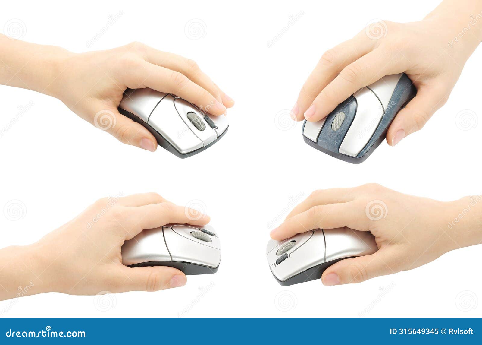 Set of Hands, Which Holding Computer Mouses, Isolated on Transparent ...