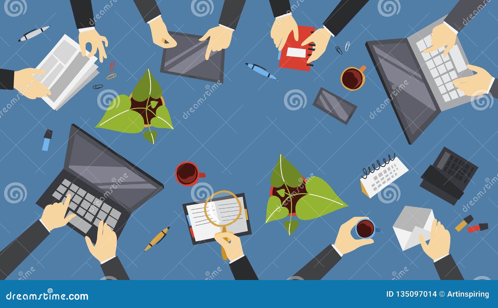 Set of Hands Working in the Office Stock Vector - Illustration of desk ...