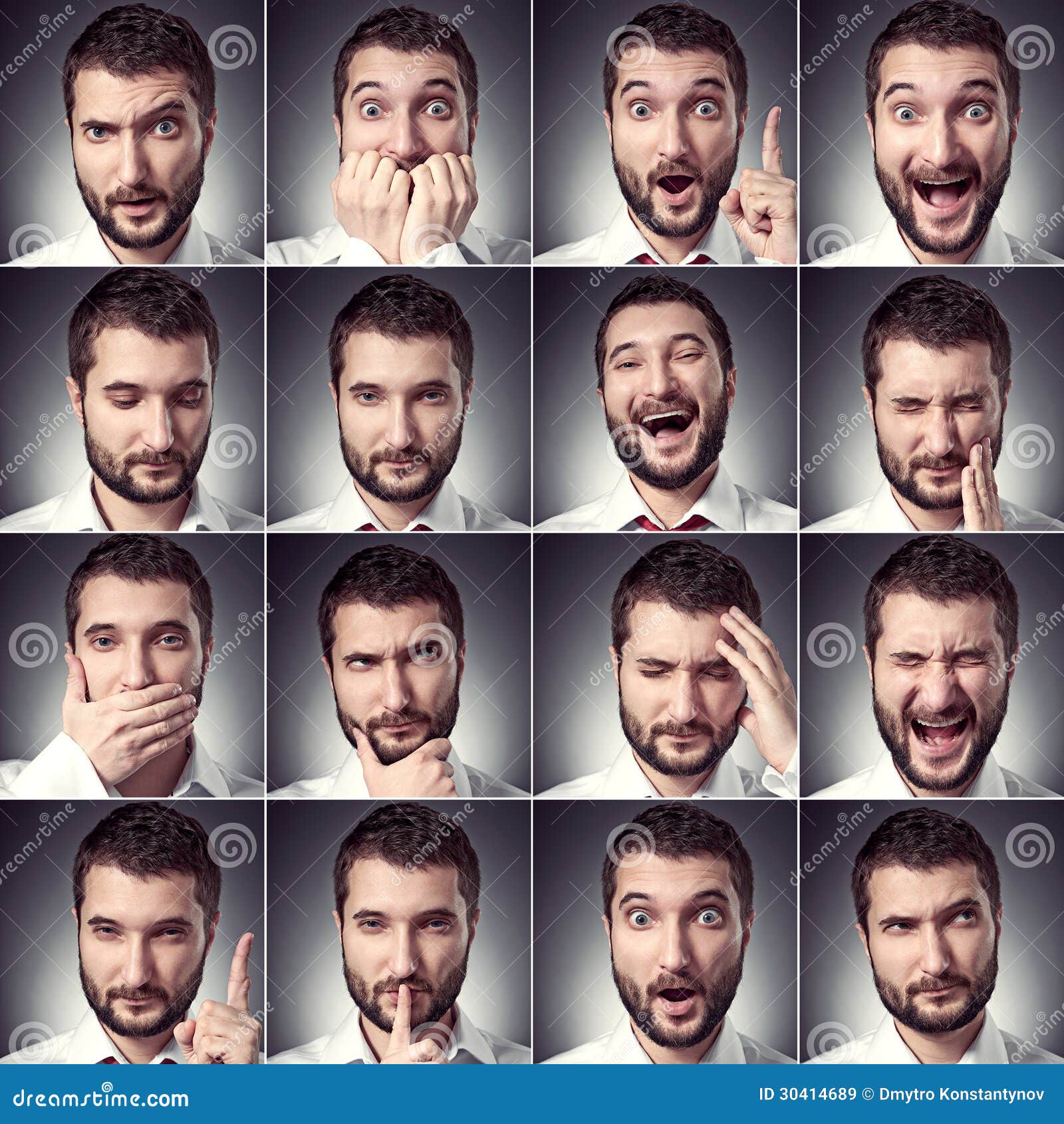 Set of Handsome Emotional Man Stock Image - Image of female, business ...