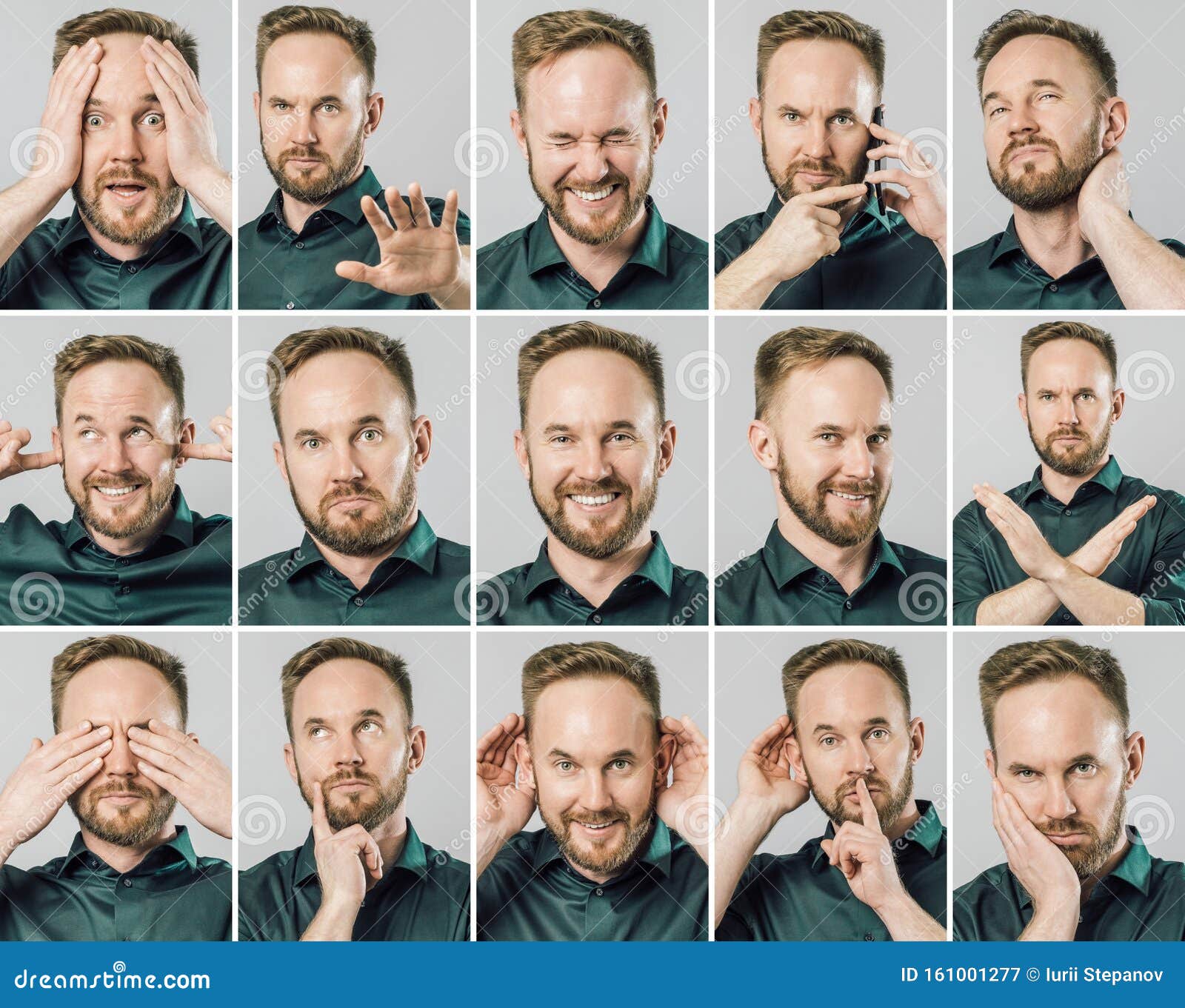 Set of Handsome Man with Different Emotions and Gestures Stock Image ...