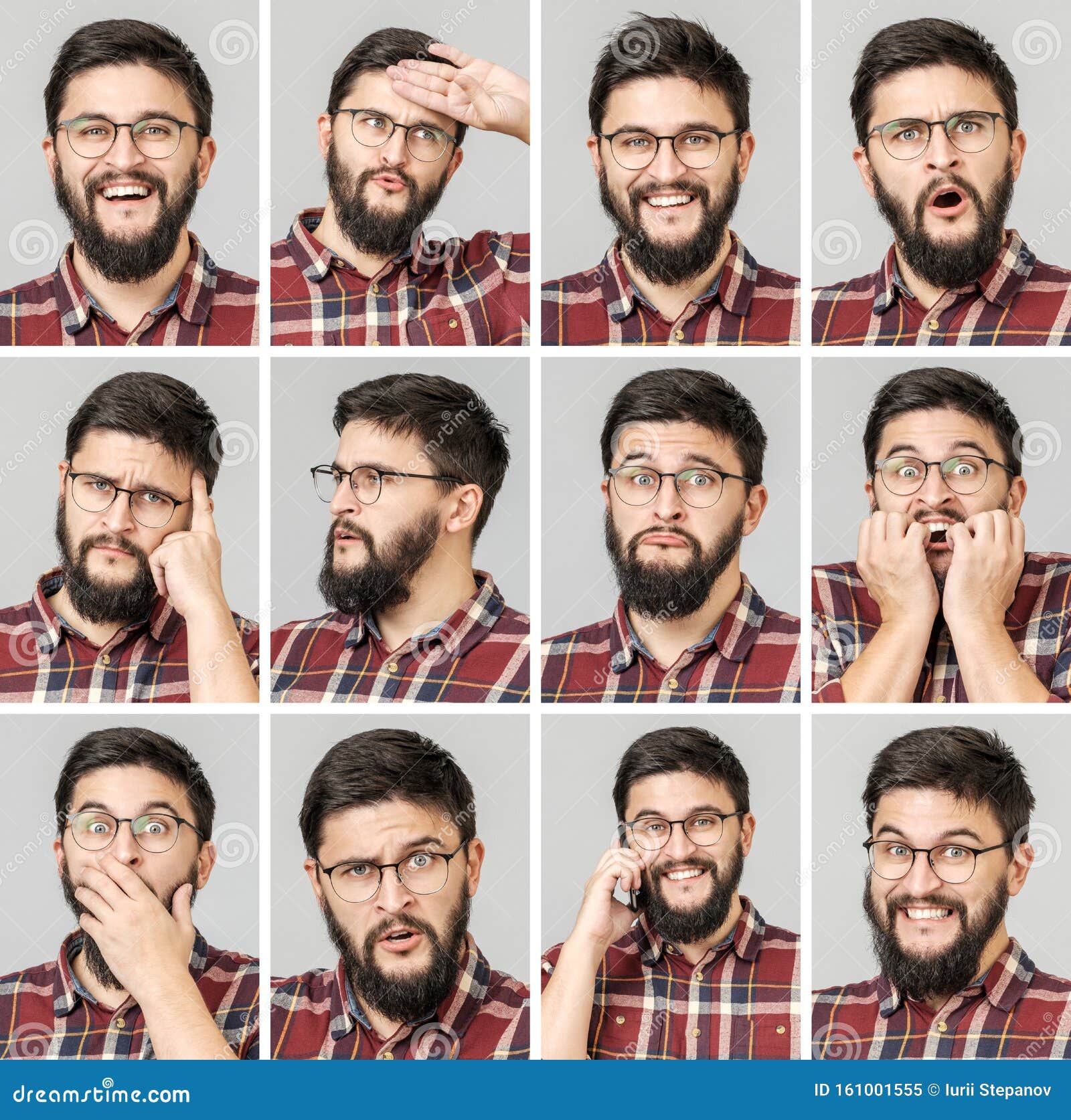 Set of Handsome Man with Different Emotions and Gestures Stock Image ...