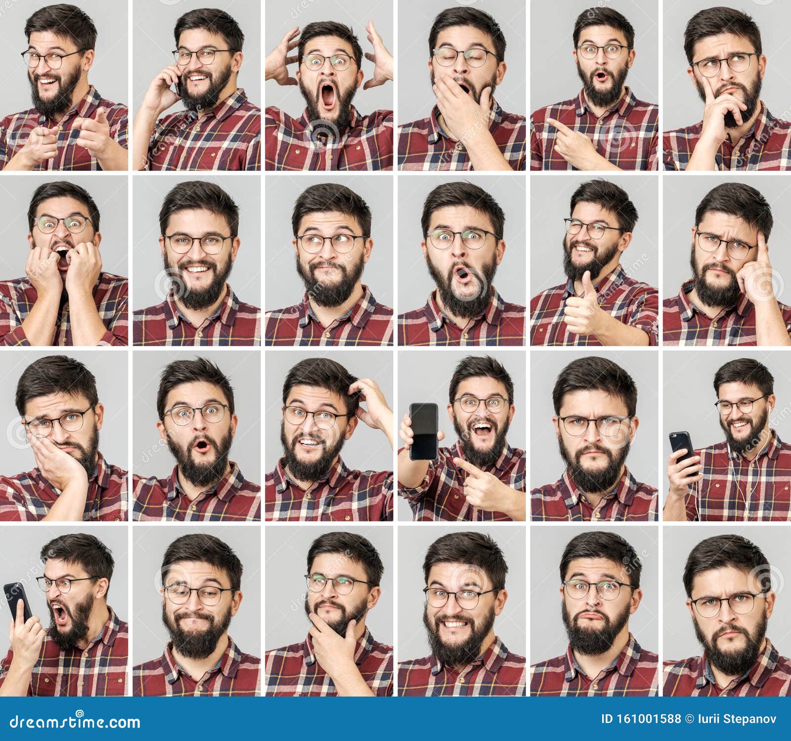 Set of Handsome Man with Different Emotions and Gestures Stock Photo ...