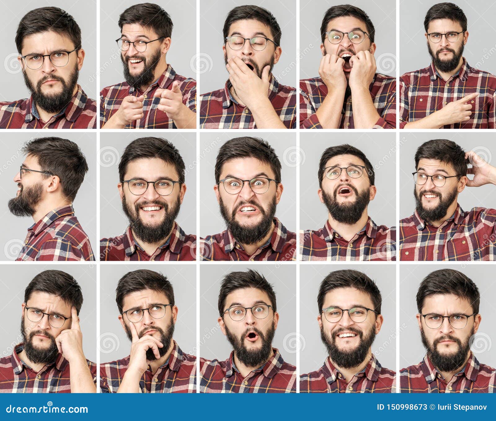 Set of Handsome Man with Different Emotions and Gestures Stock Image ...