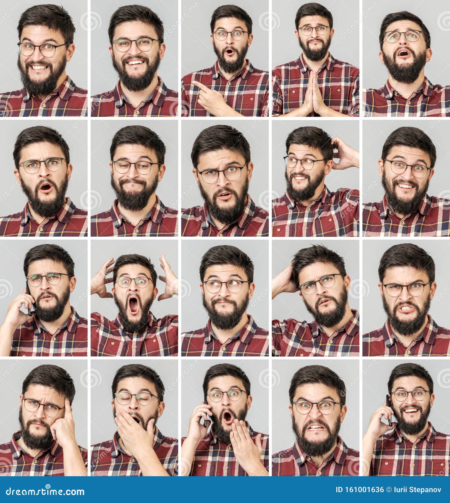 Set of Handsome Man with Different Emotions and Gestures Stock Photo ...
