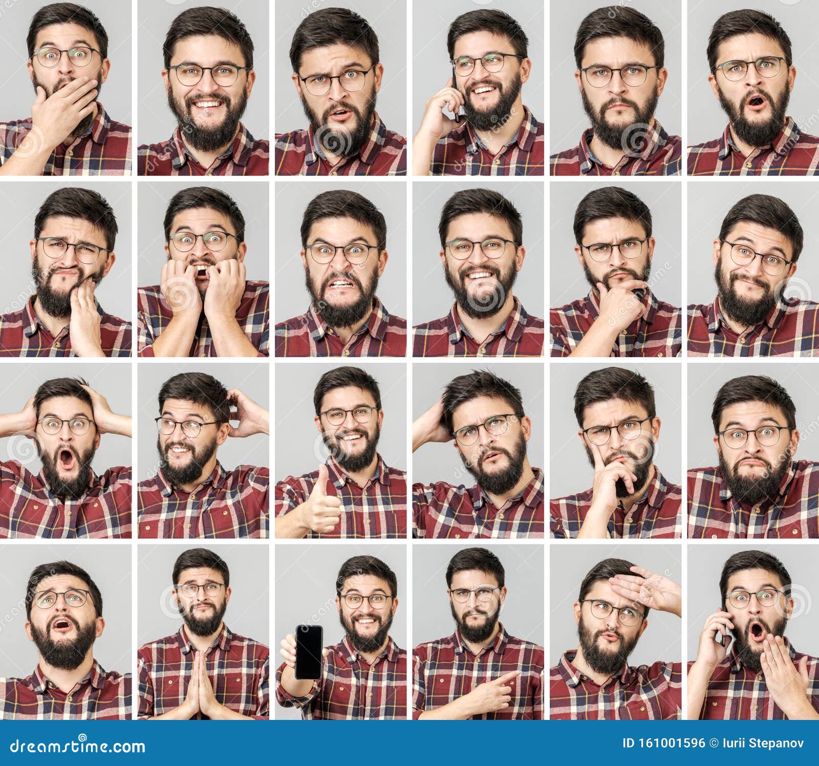 Set of Handsome Man with Different Emotions and Gestures Stock Photo ...