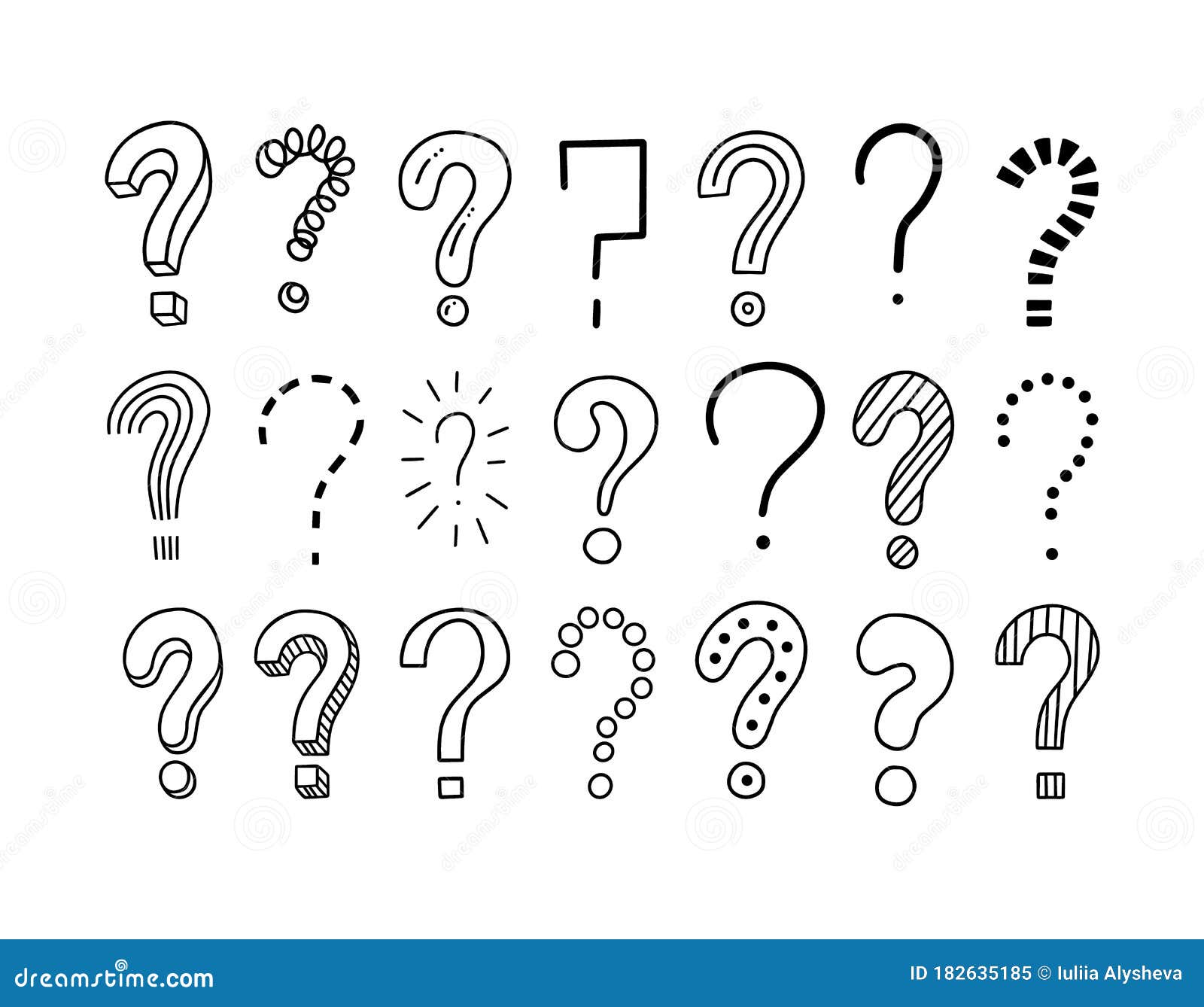 Set of Handwritten Question Marks. Stock Vector - Illustration of ...