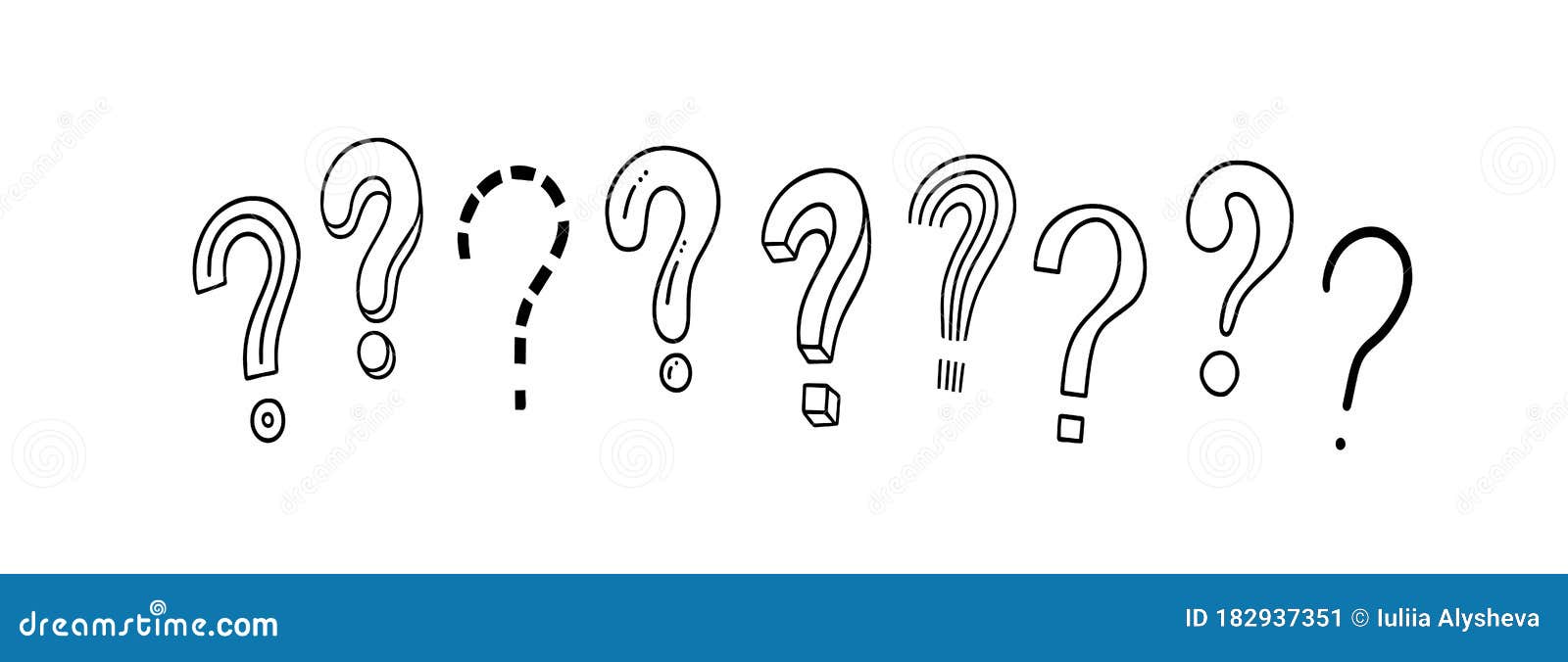 Set of Handwritten Question Marks. Stock Vector - Illustration of ...