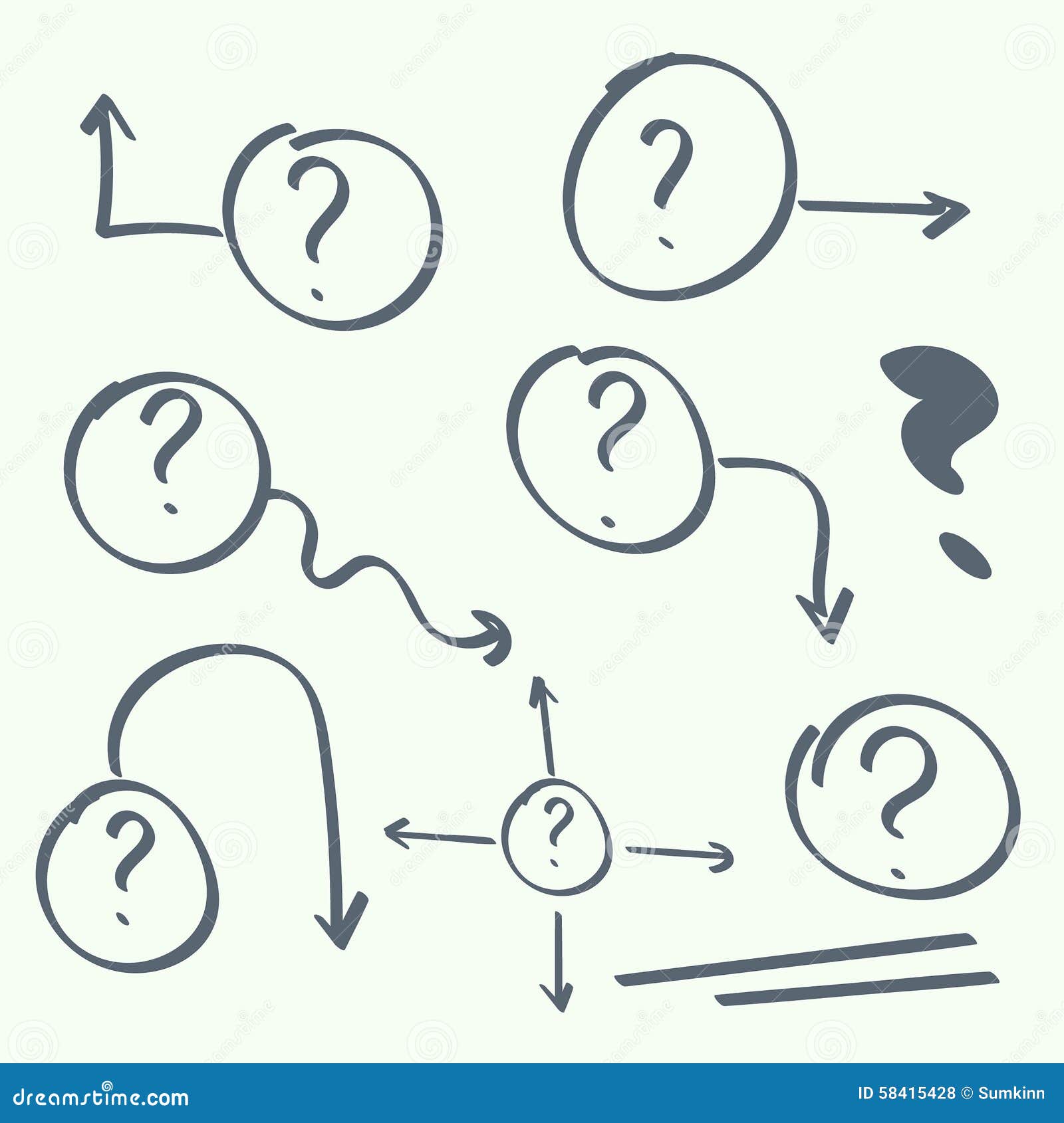 Set of Handwritten Question Marks Stock Vector - Illustration of circle ...