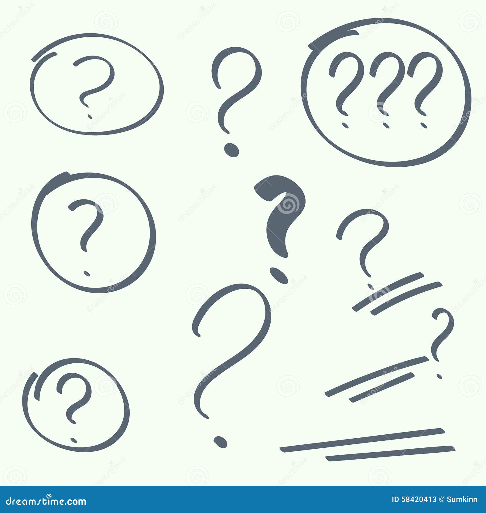 Set of Handwritten Question Marks Stock Vector - Illustration of query ...