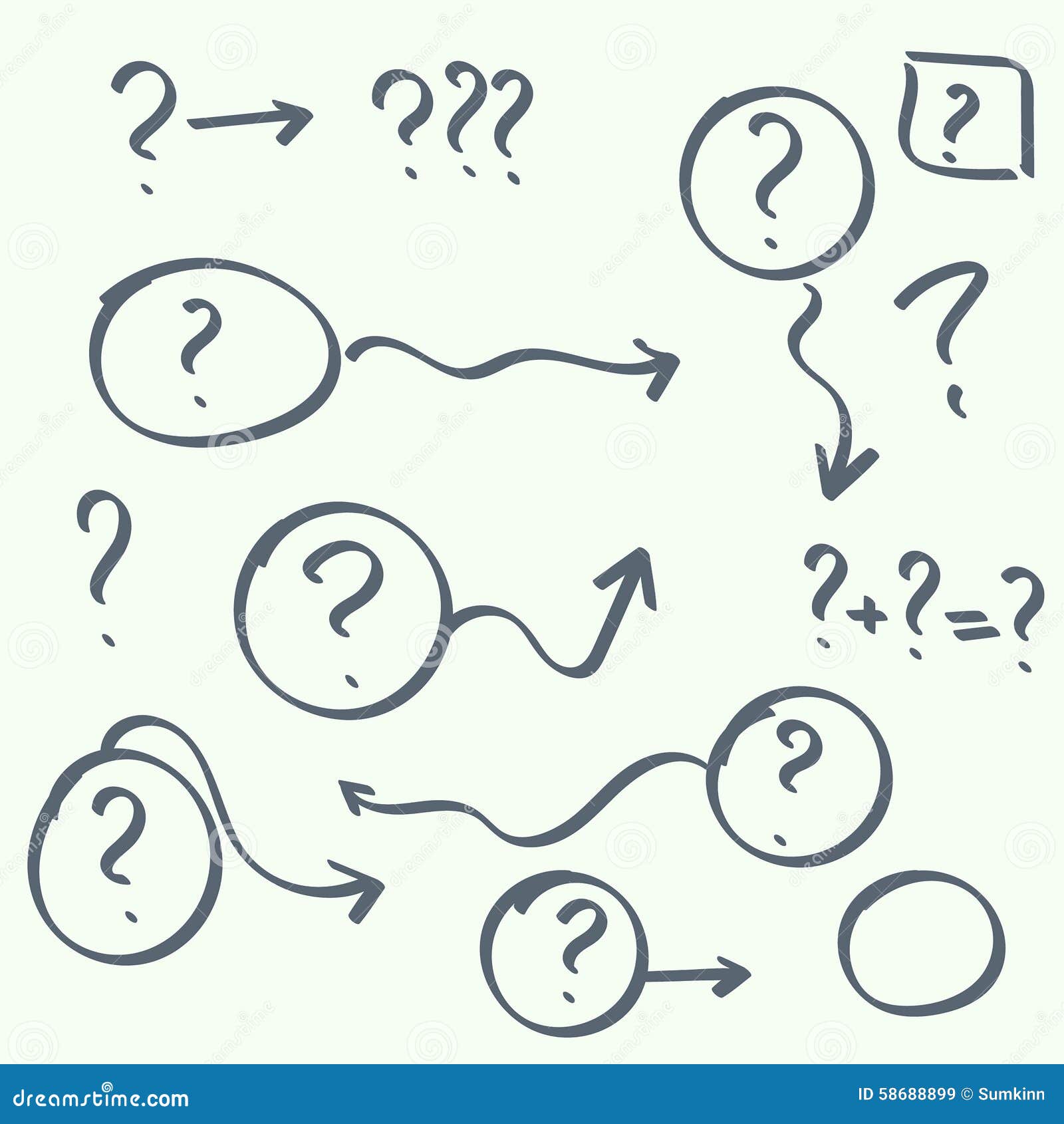 Set of Handwritten Question Marks Stock Vector - Illustration of help ...