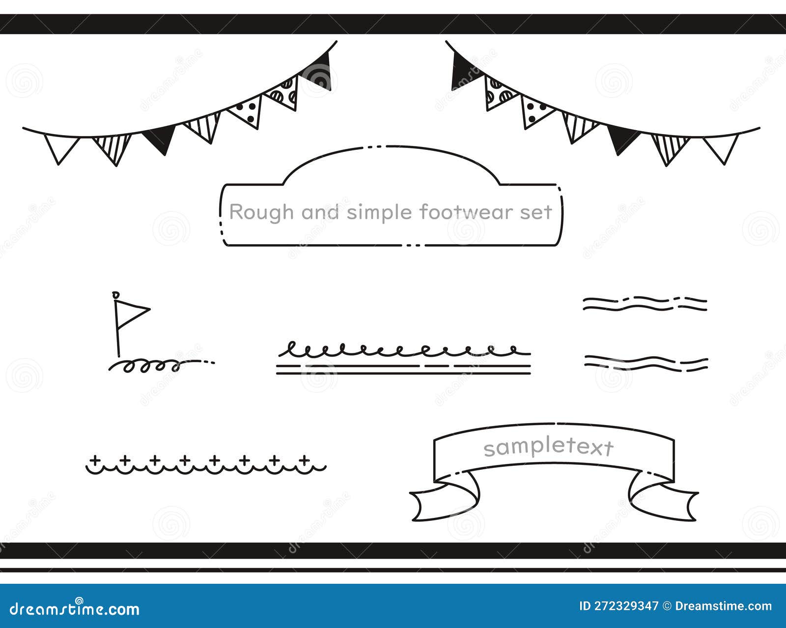 Set of Rough Handwritten Style Frames and Footnotes Drawn with Simple ...
