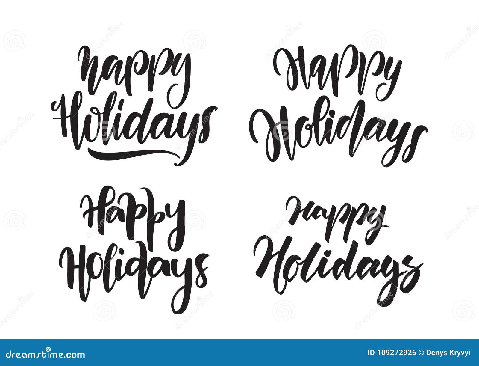 Set of Handwritten Type Lettering of Happy Holidays. Typography Design ...