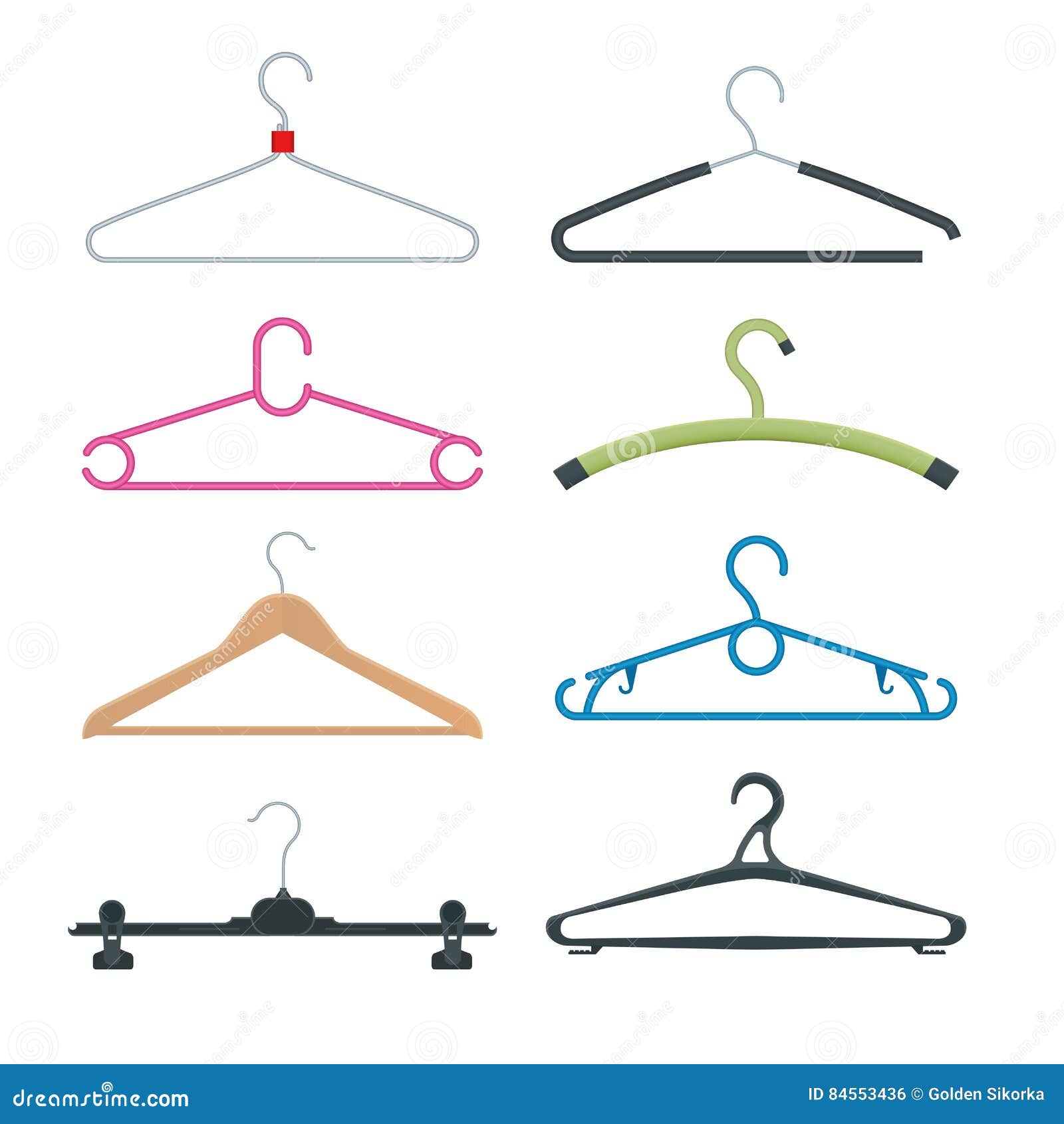 Set of Hangers. Vector Flat Illustration Stock Vector - Illustration of ...