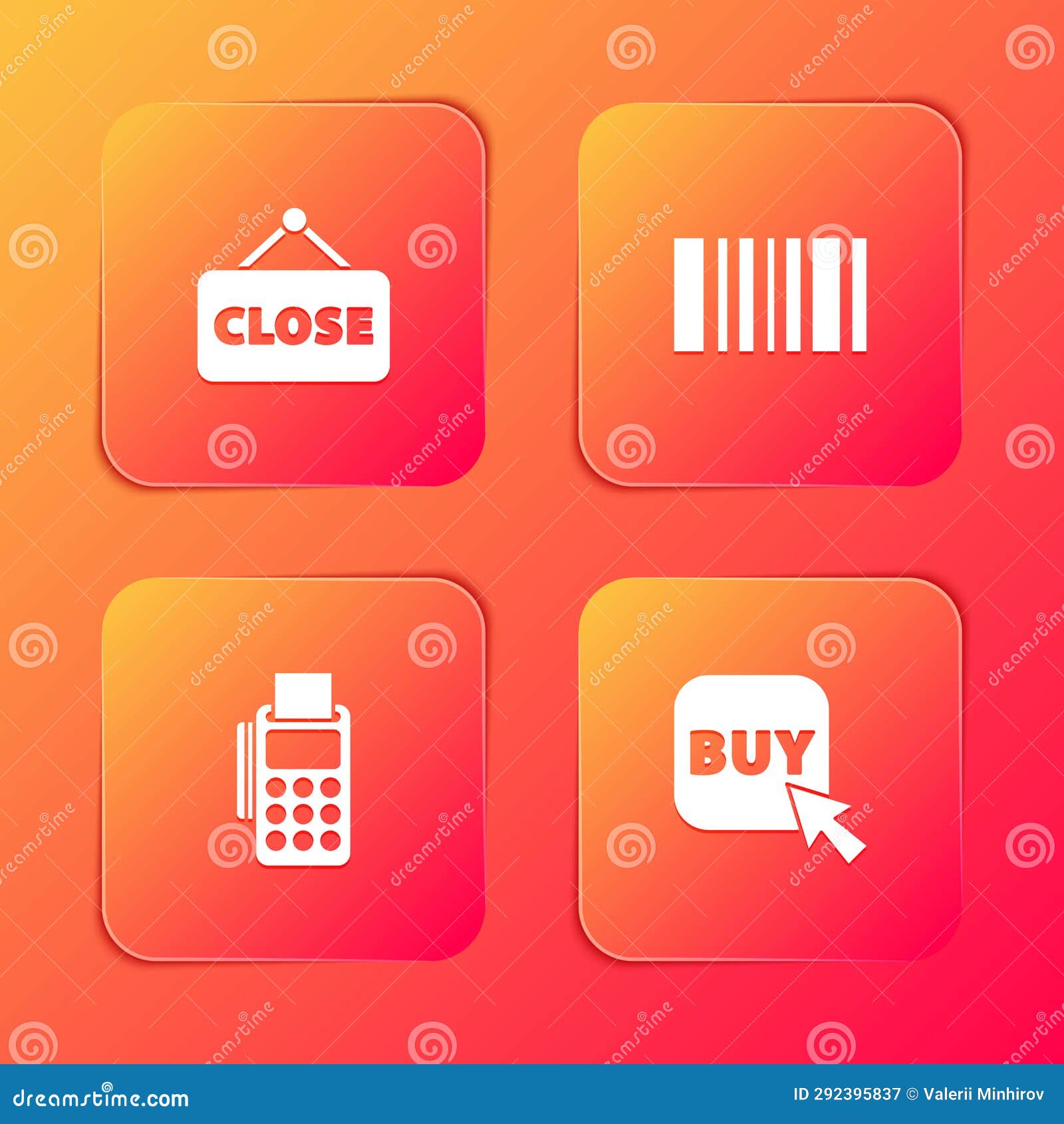 Set Hanging Sign with Closed, Barcode, POS Terminal Credit Card and Buy ...