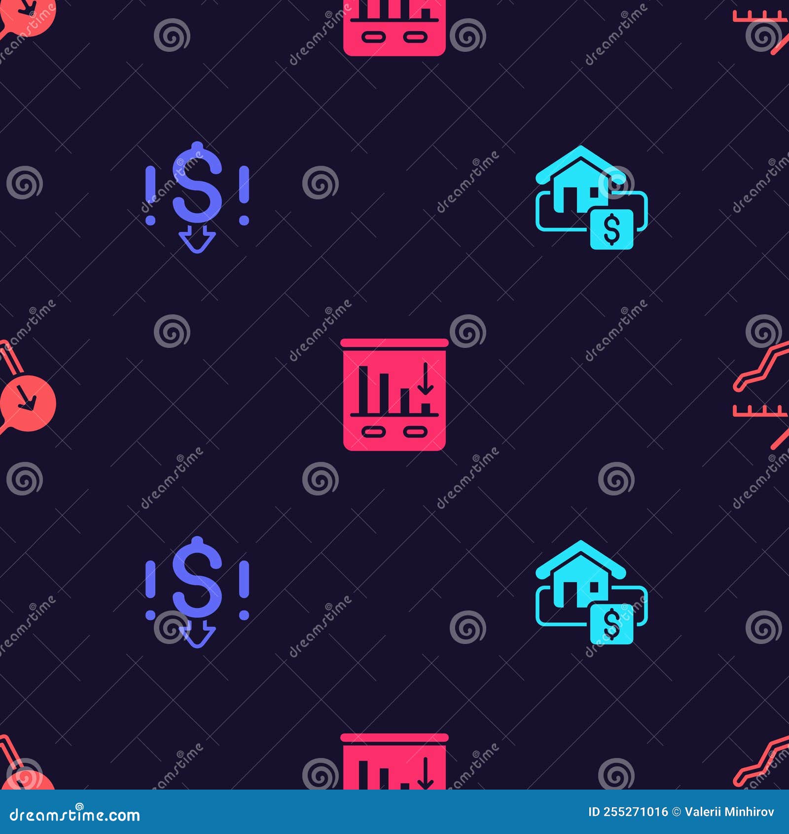 Set Hanging Sign with Sale, Dollar Rate Decrease, Pie Chart Infographic and Global Economic ...