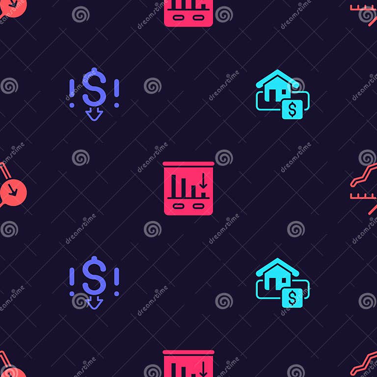 Set Hanging Sign with Sale, Dollar Rate Decrease, Pie Chart Infographic and Global Economic ...