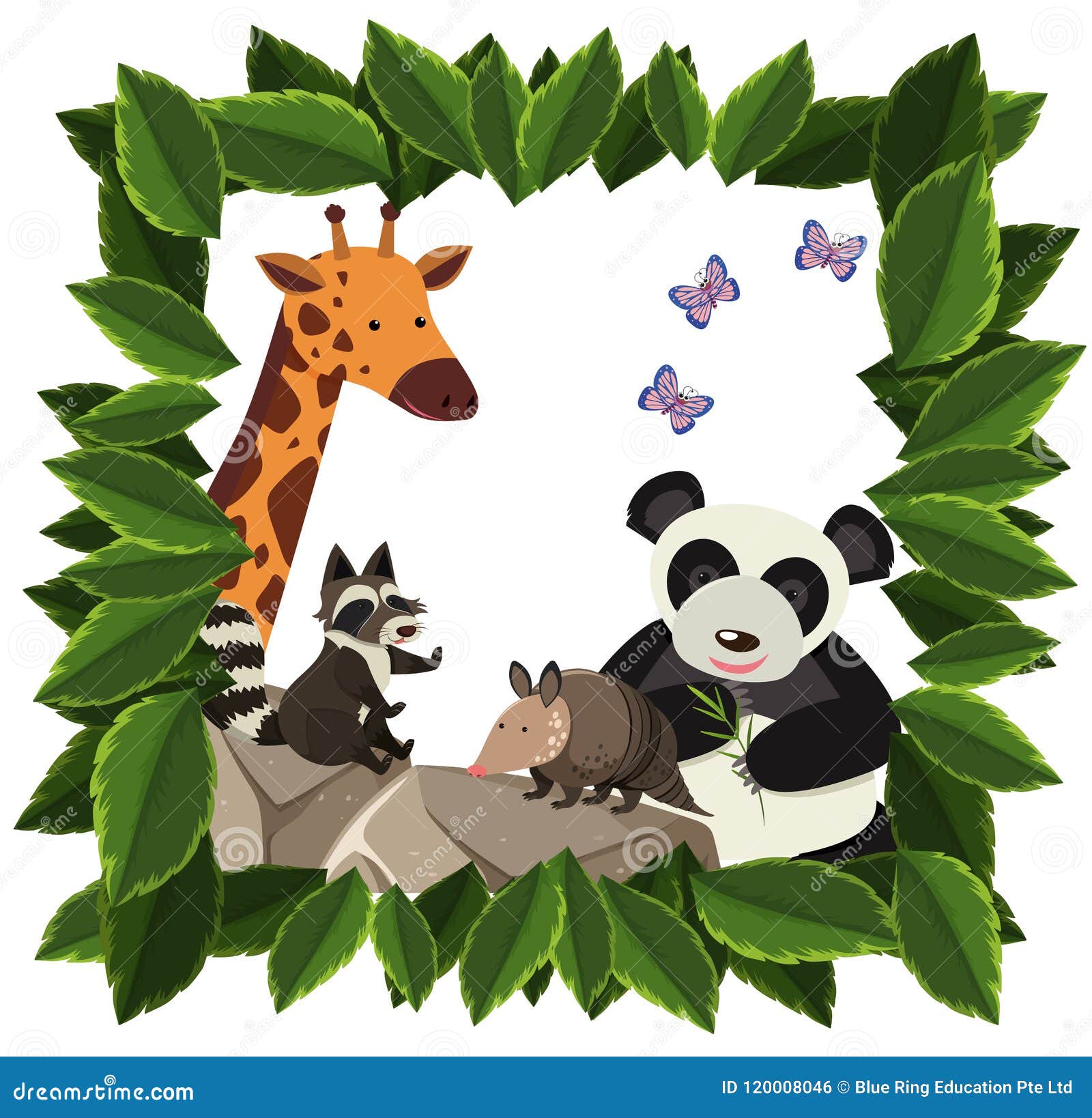 A Set of Happy Animal in Frame Stock Vector - Illustration of giraffe ...