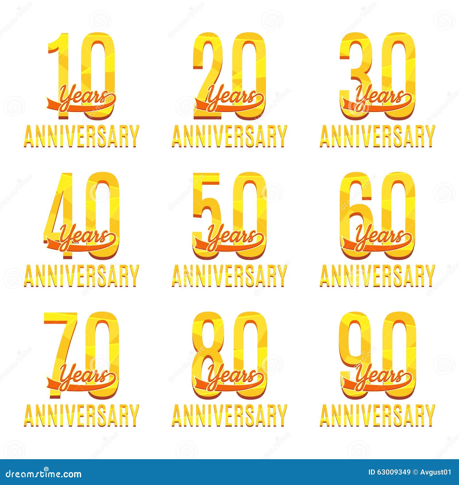 Set of Happy Anniversary Labels Stock Vector - Illustration of present ...
