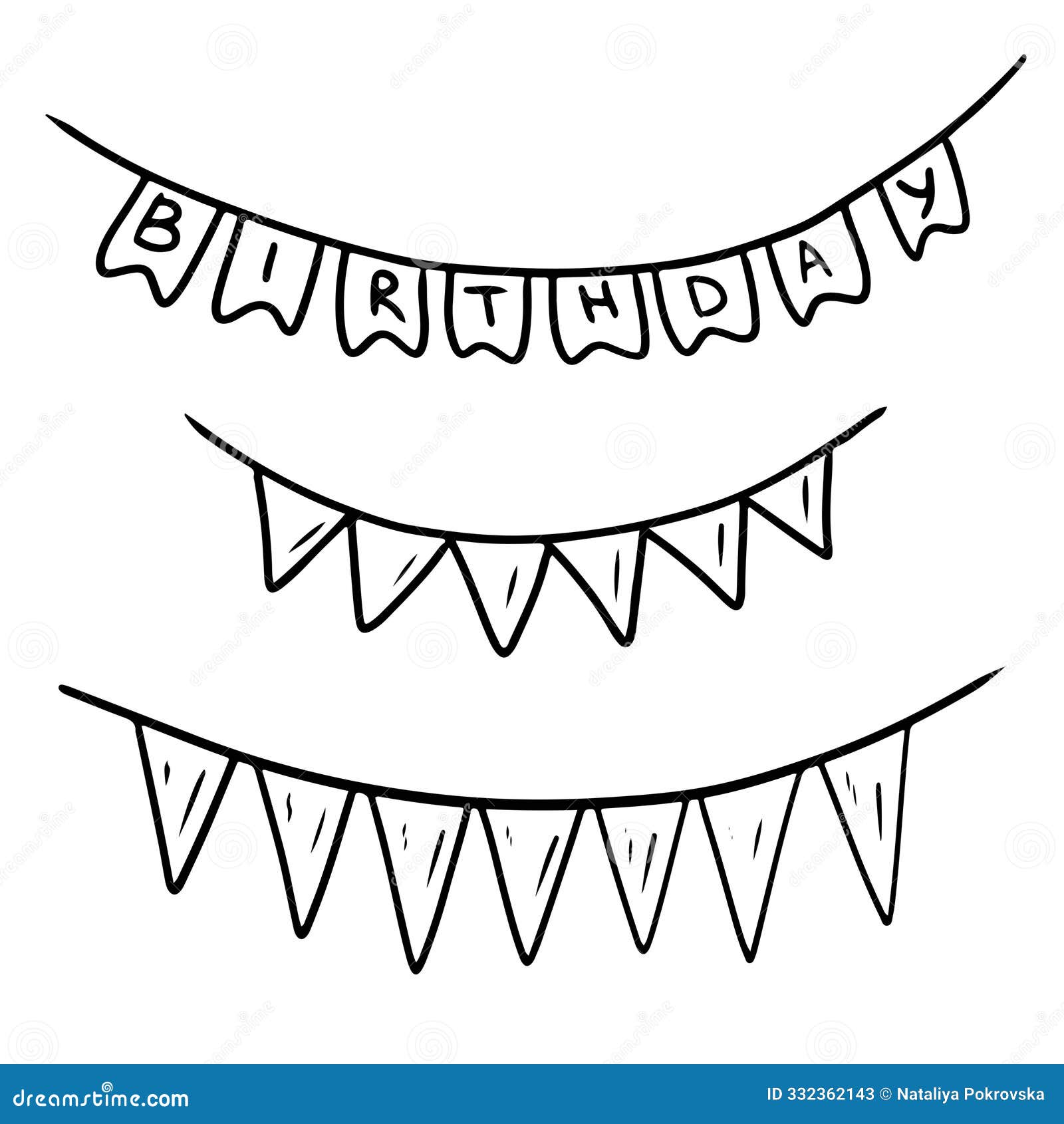 Set of Happy Birthday String with Triangular Flags Equipment in Black ...