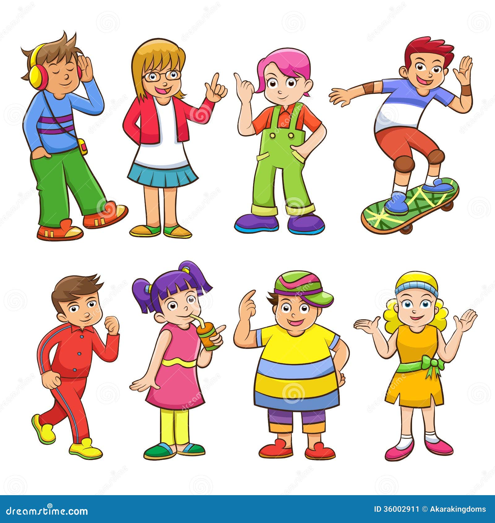 Set Of Happy Cartoon Kids Stock Image - Image: 36002911