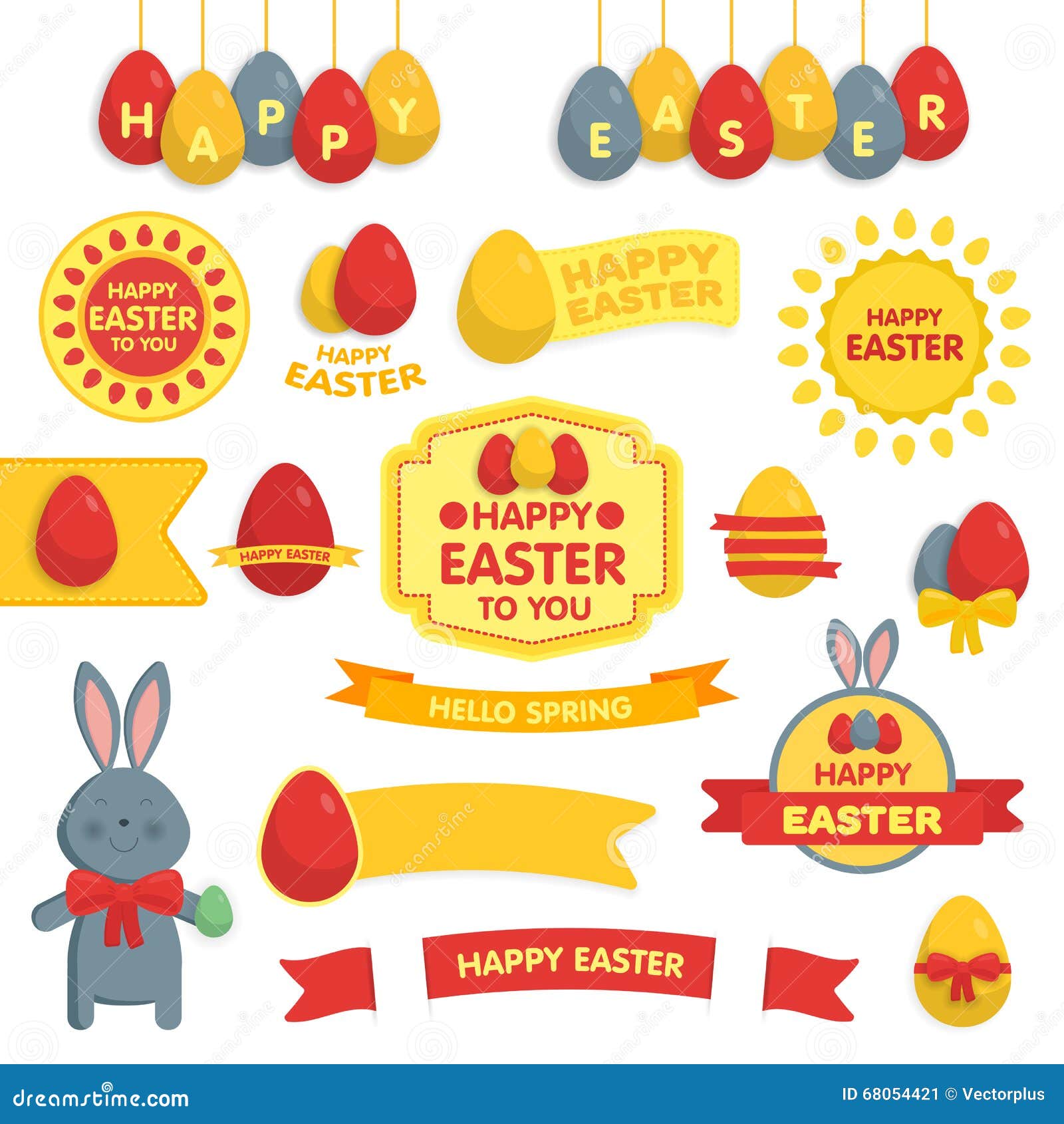 Set of Happy Easter Ornaments and Decorative Elements. Stock Vector ...