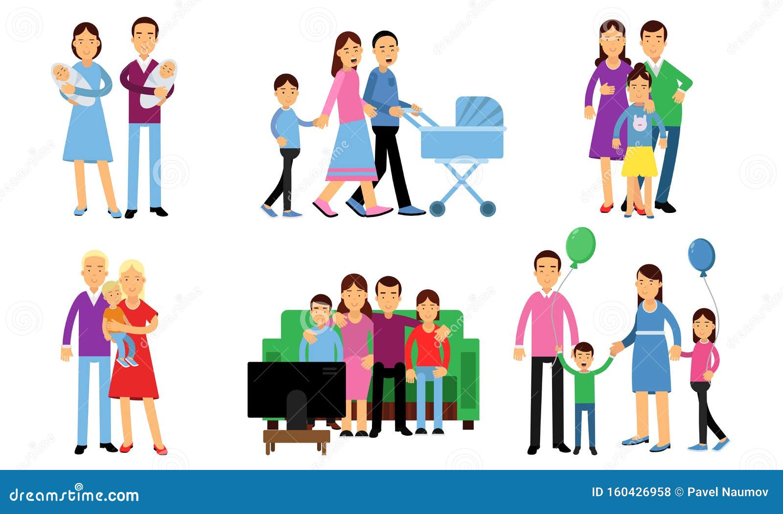 Set with Happy Family Relation and Spending Time Together Concept ... Set with Happy Family Relation and Spending Time Together Concept ...