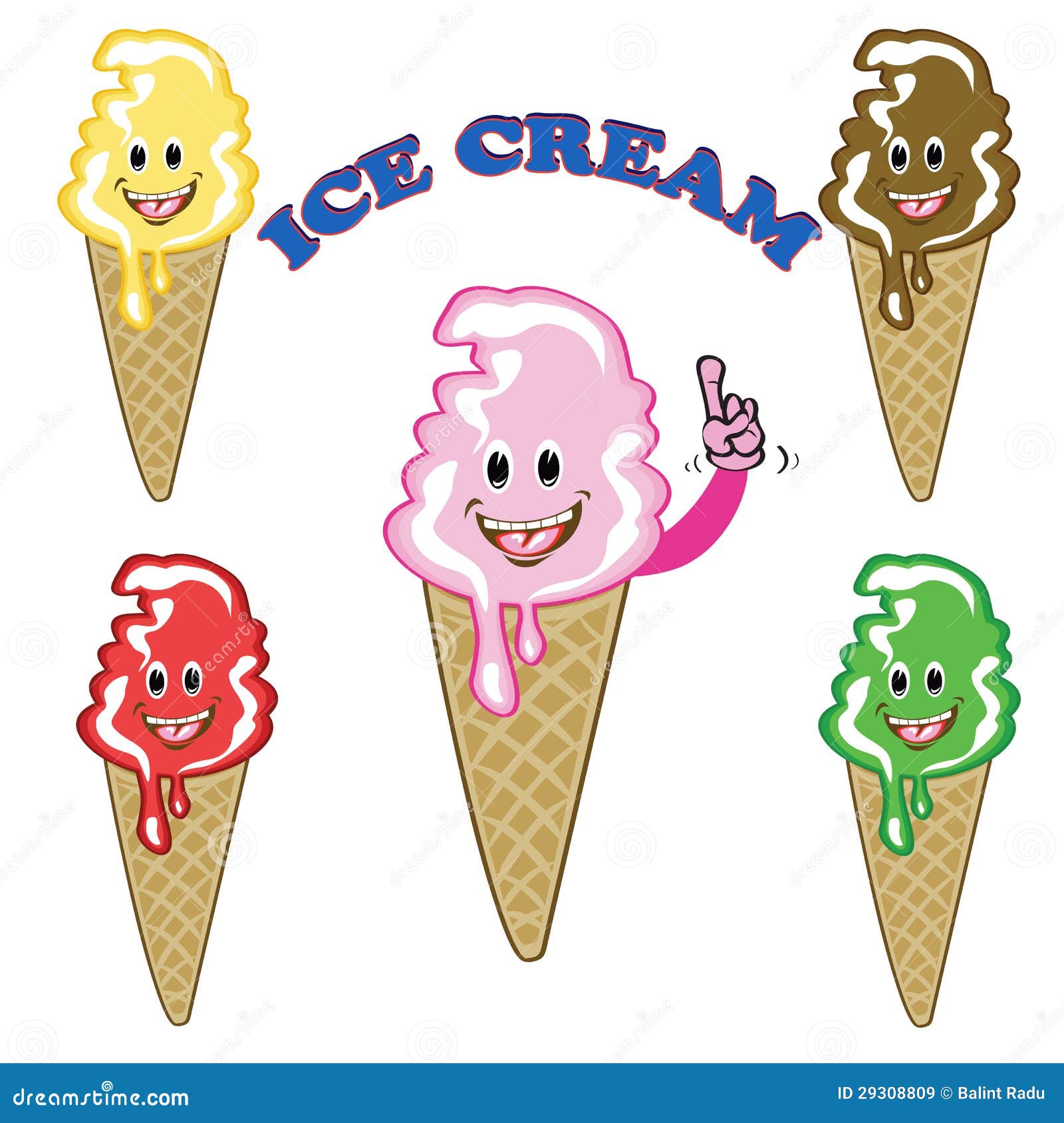 Set Of Happy Ice Cream Cartoon Mascots Royalty Free Stock Images ...