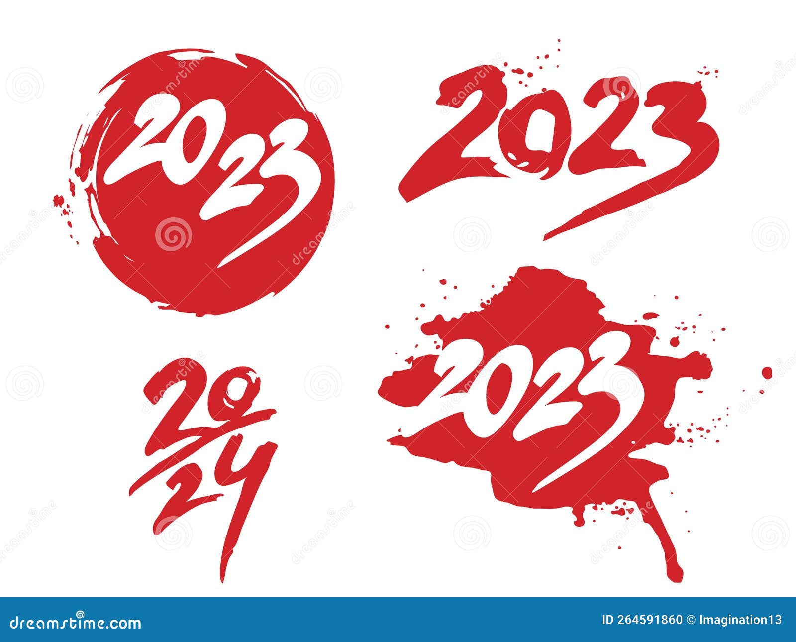 Set of 2023 Happy New Year stock vector. Illustration of paint - 264591860
