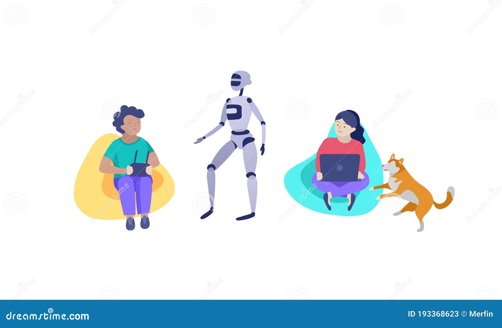 Computer Console With Game Controllers For Video Games. Vector ...